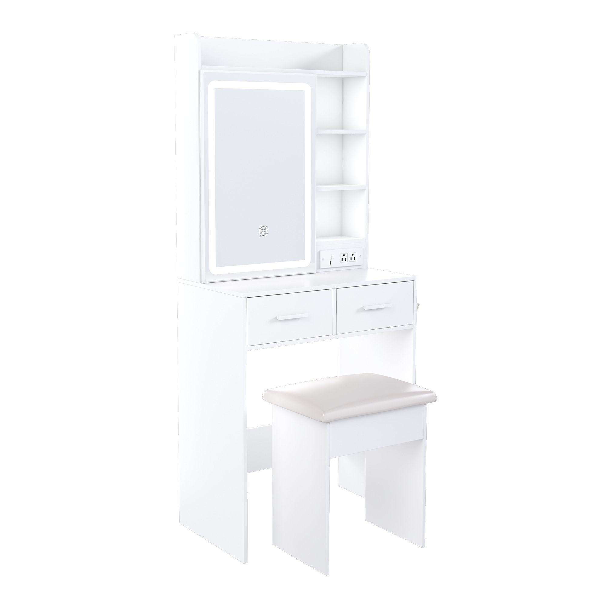 Horizons Prime 24 inch x 14 inch White MDF Small Makeup Vanity Desk ...