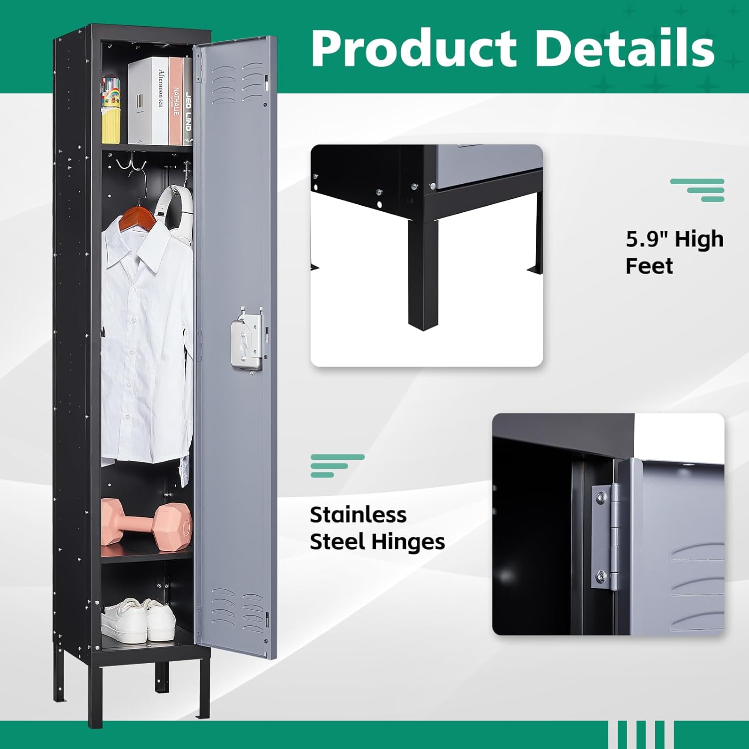 Letaya Metal Locker for Employees 5 Tiered Lockable Storage Organizer ...