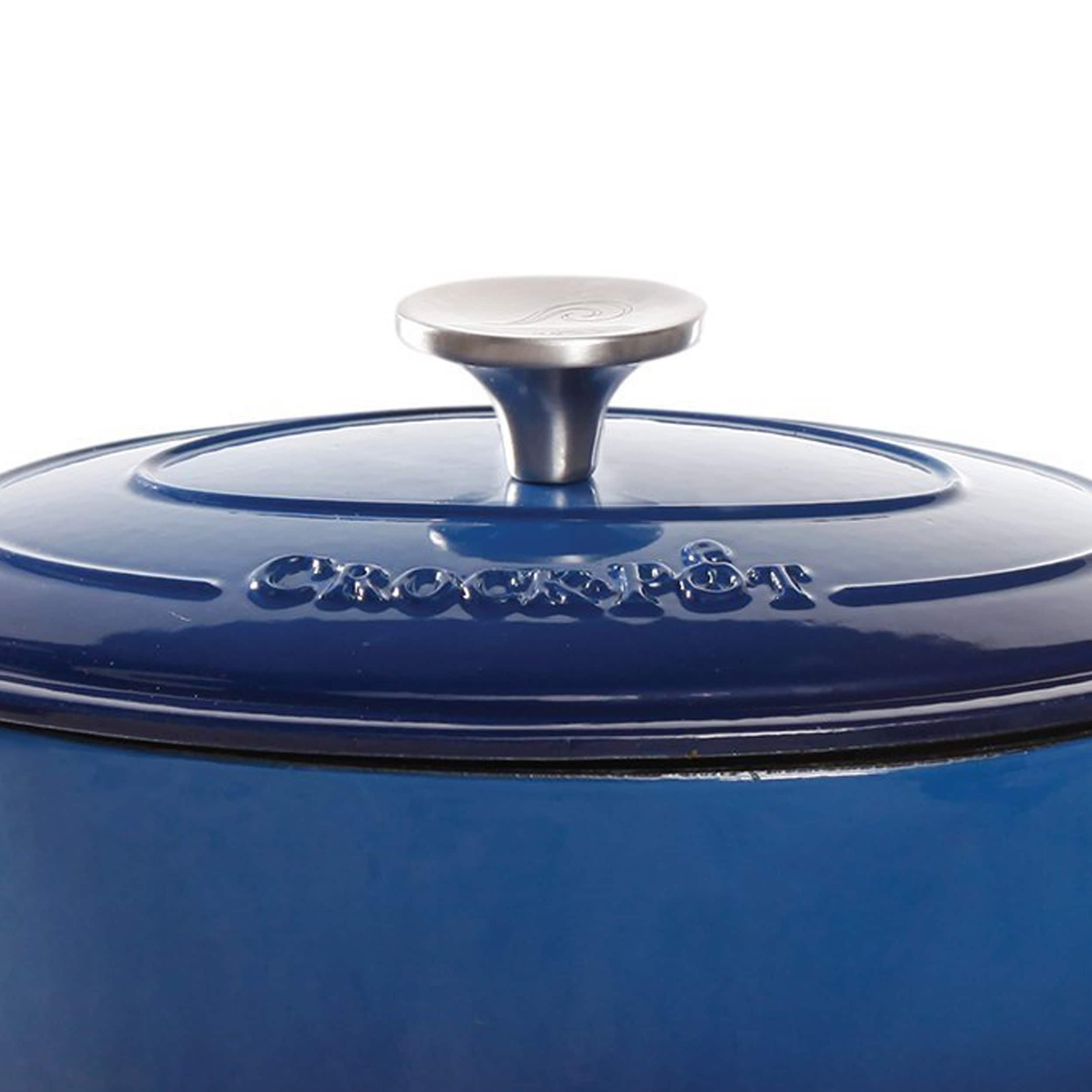 Crock-Pot Artisan 5 Qt Round Dutch Oven - Denim Blue - Enamel - Brushed ...