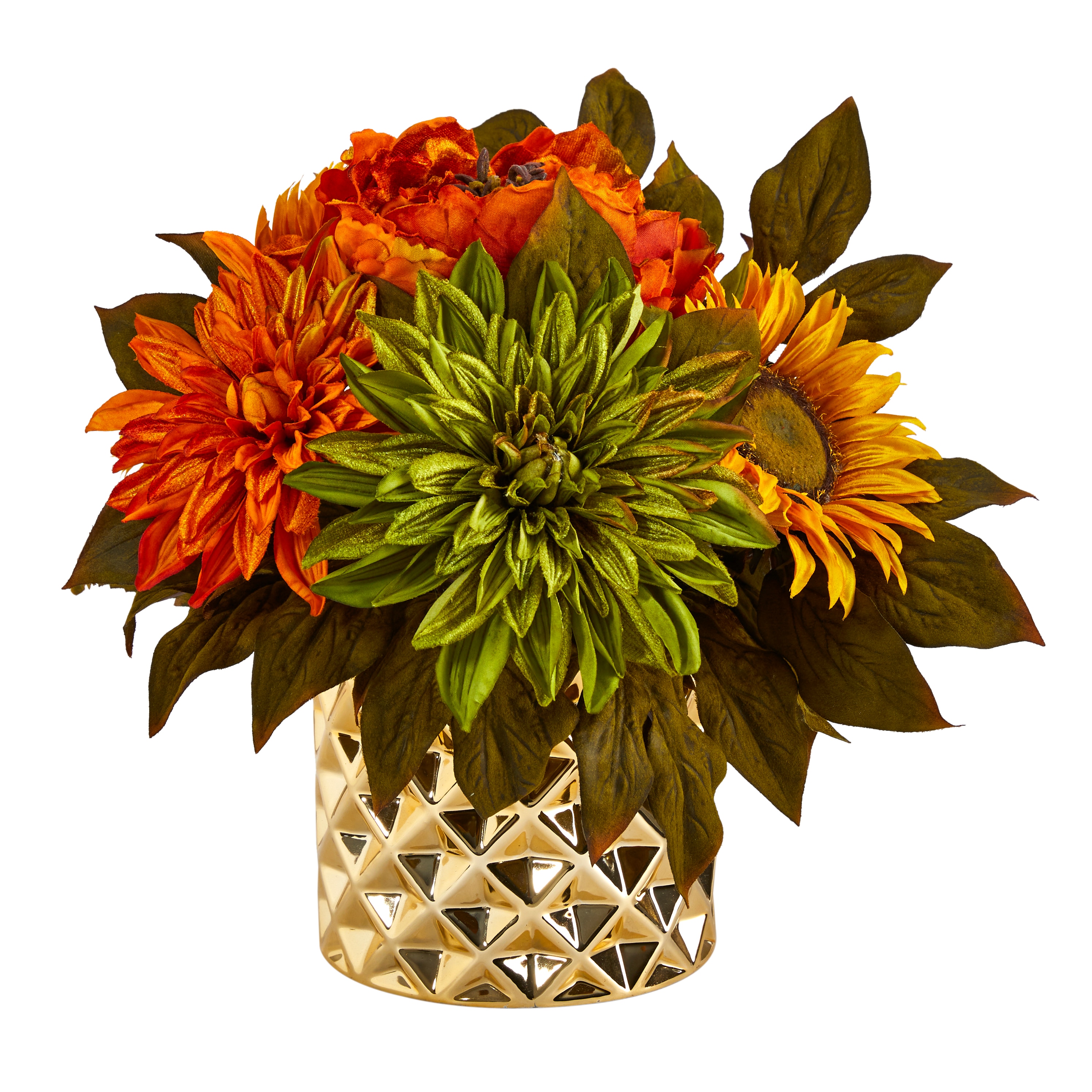 Nearly Natural 11-in Peony - Dahlia and Sunflower Artificial ...