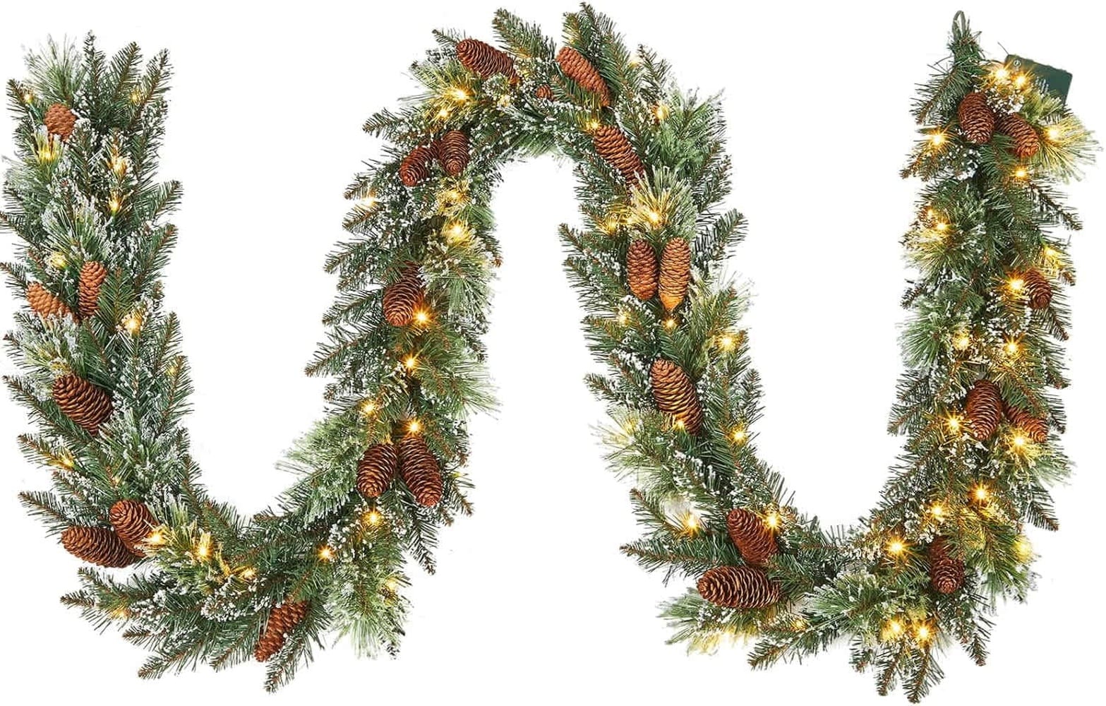 Garvee 9ft Prelit Christmas Garland- Battery Operated Artificial Xmas ...