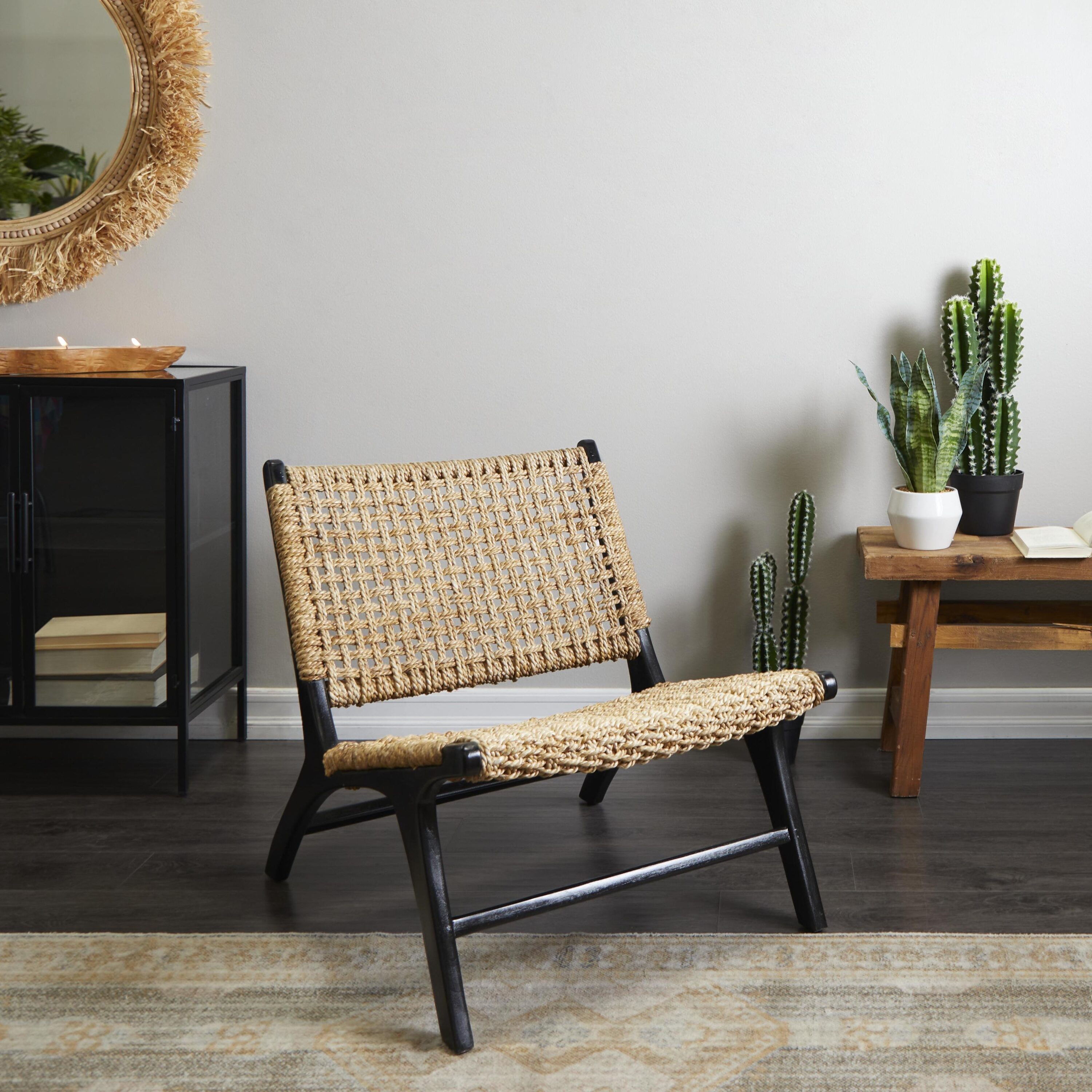 Grayson Lane Modern Brown Handmade Woven Slipper Chair 152012 at Lowes