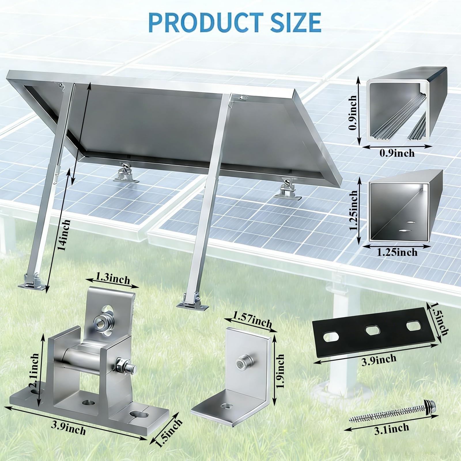 Misopily Adjustable Solar Panel Tilt Mount Kit Aluminum Alloy Fits 50W ...