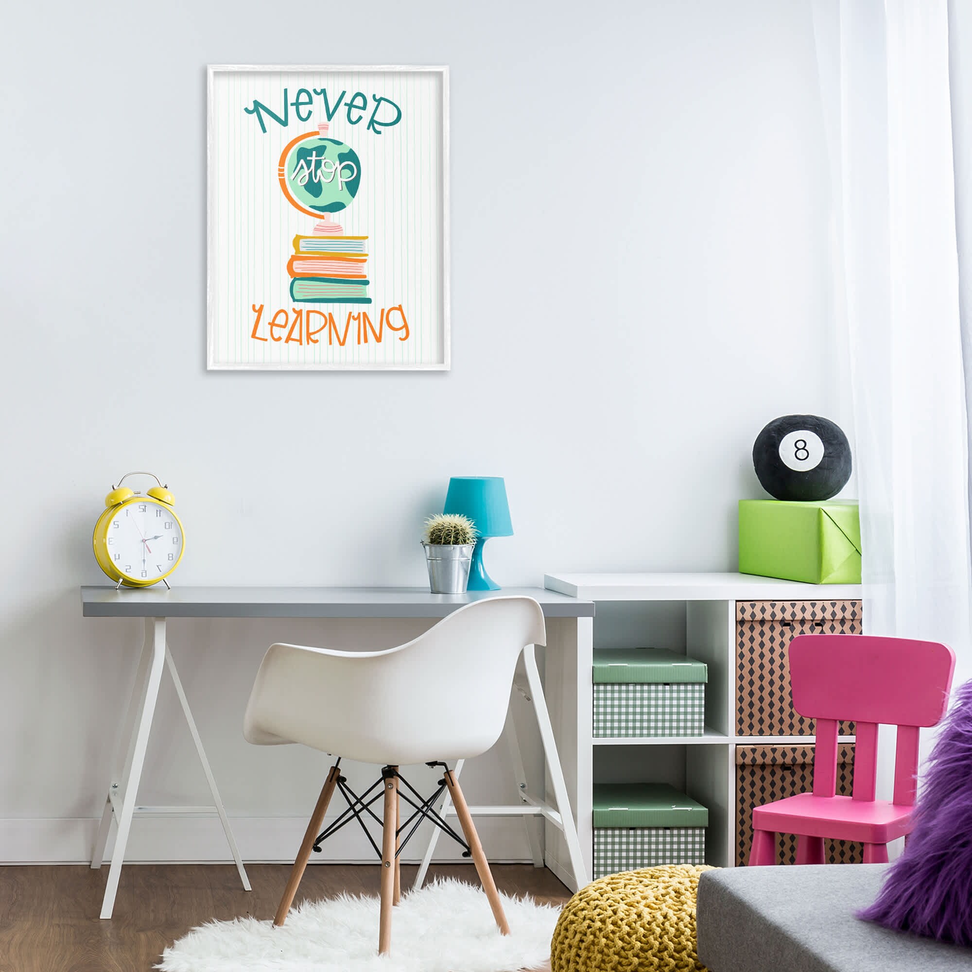 Stupell Industries Never Stop Learning White Framed Giclee Art By Mandy ...