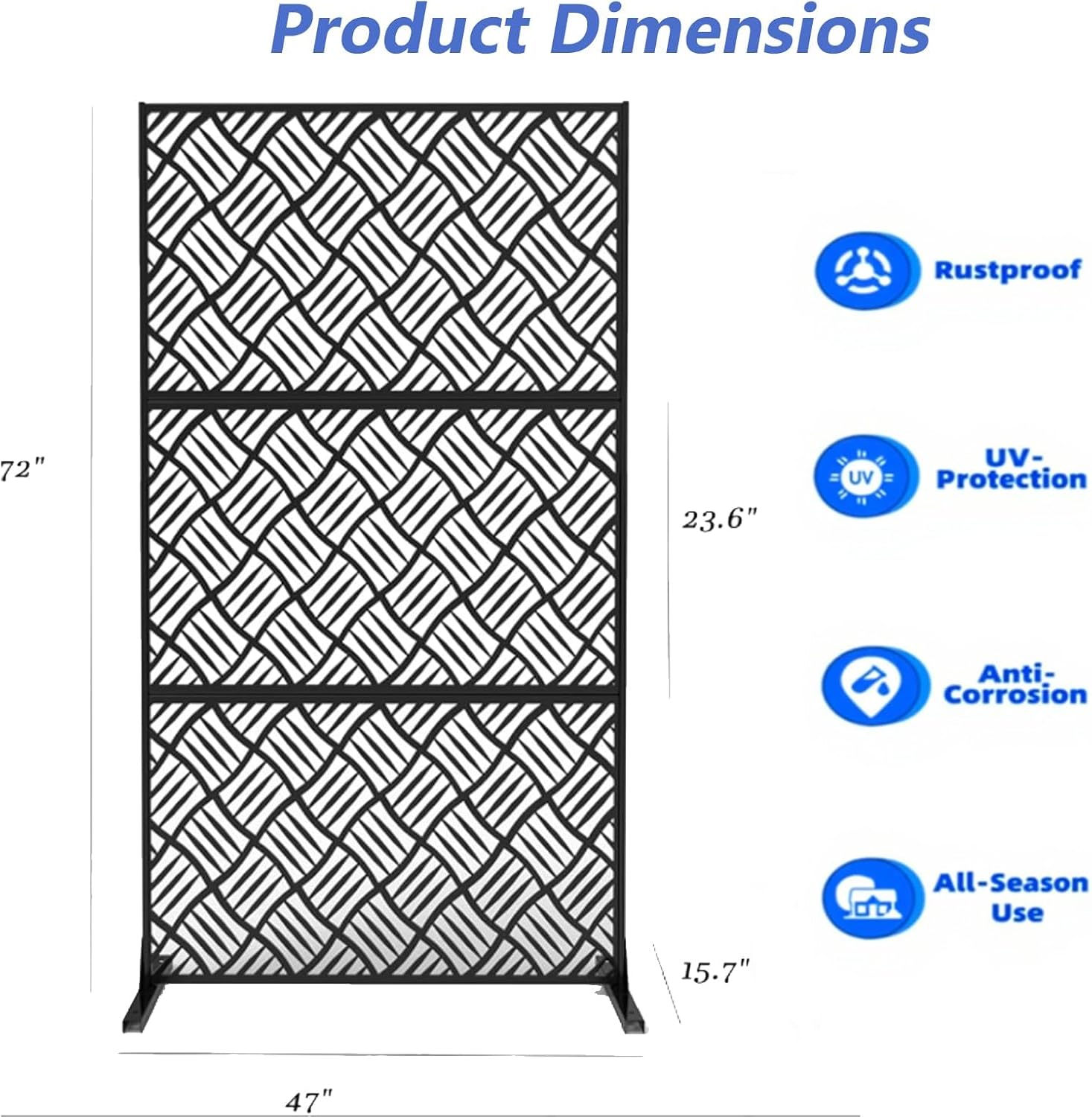 Garvee 72 in Metal Outdoor Privacy Screen Freestanding Rustproof Steel ...