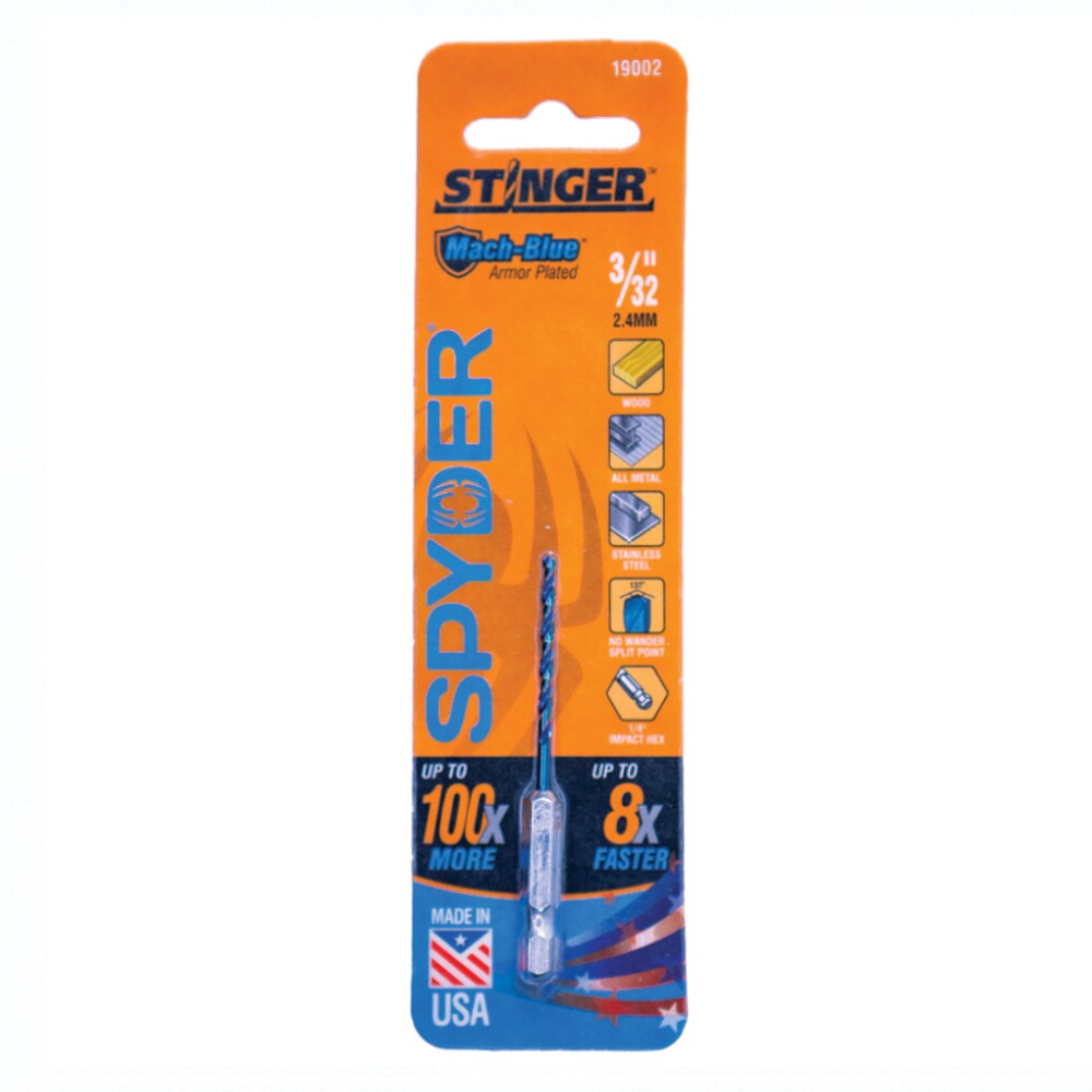 Spyder Stinger 3/32-in x 2-7/8-in High-speed steel Jobber length Twist ...
