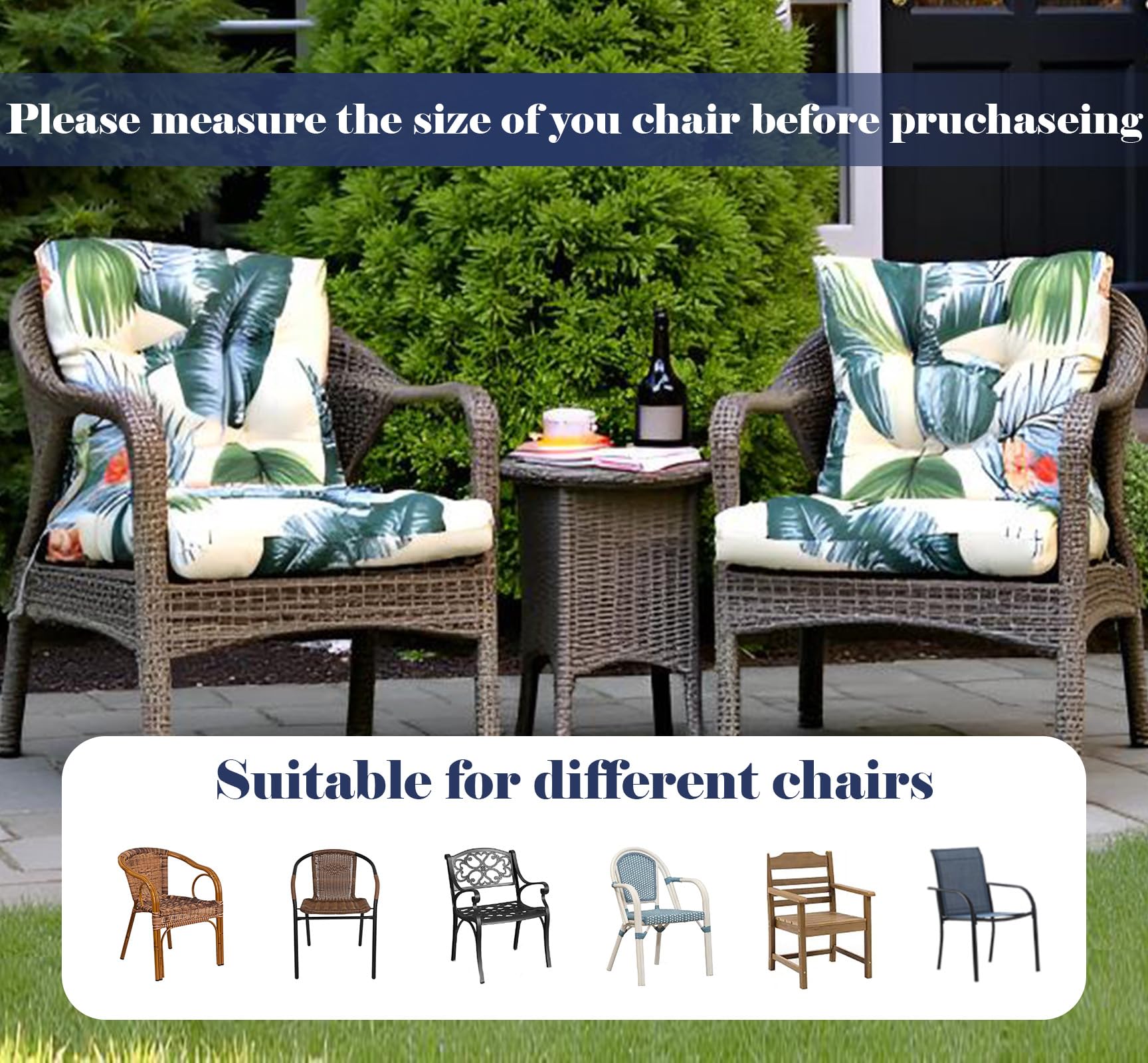 PIGFDK Gark Green Waterproof Floral Tufted Outdoor Indoor Chair ...