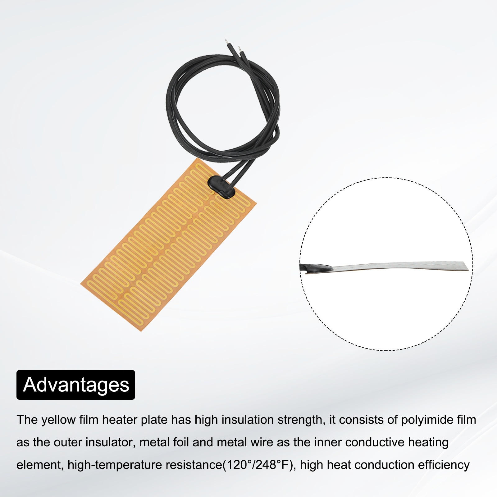 Unique Bargains 6pcs Heater Film Heating Plate 15W 24V Polyimide Heat ...