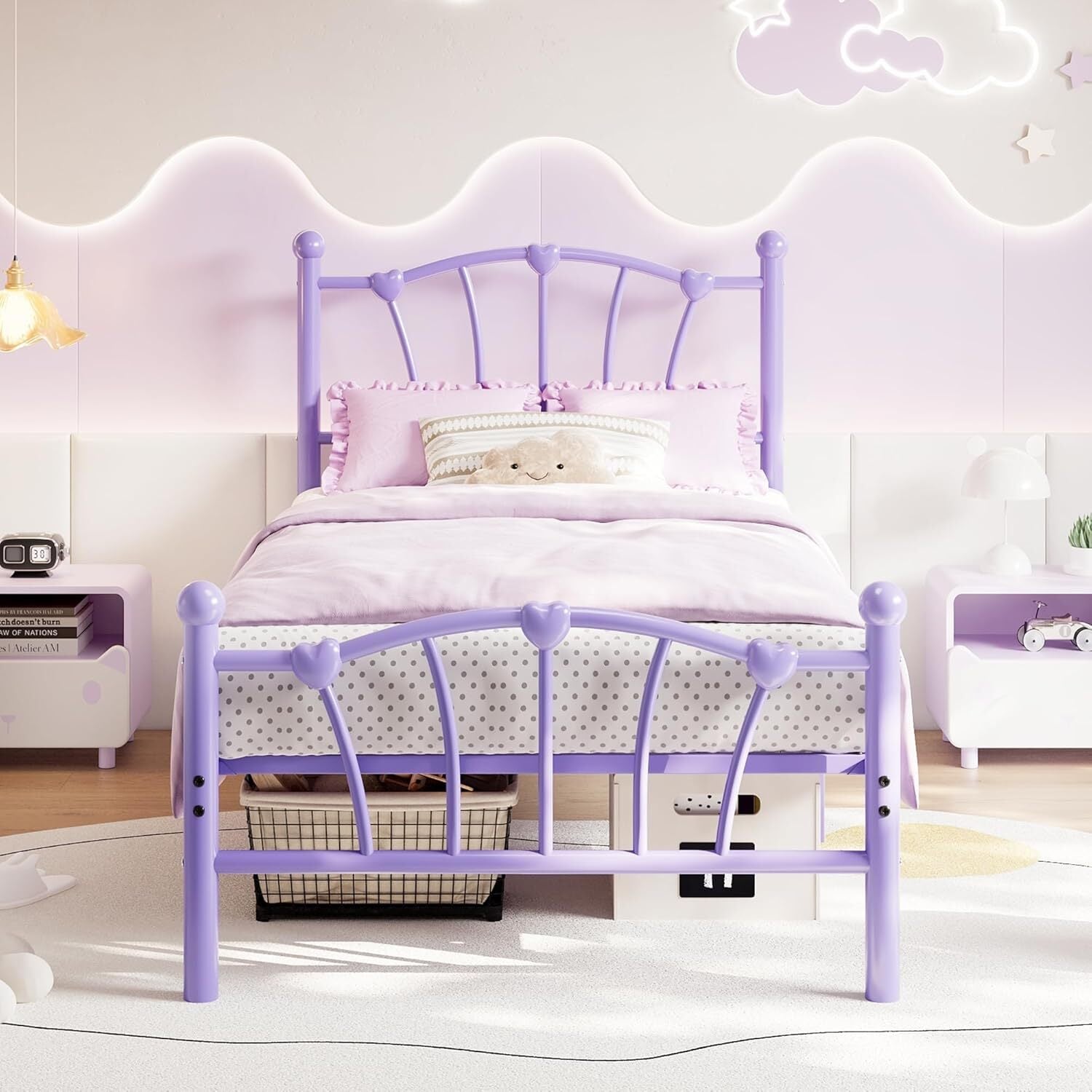 Garvee Twin Size Metal Bed Frame Bed Frames for Girls Heavy-Duty ...
