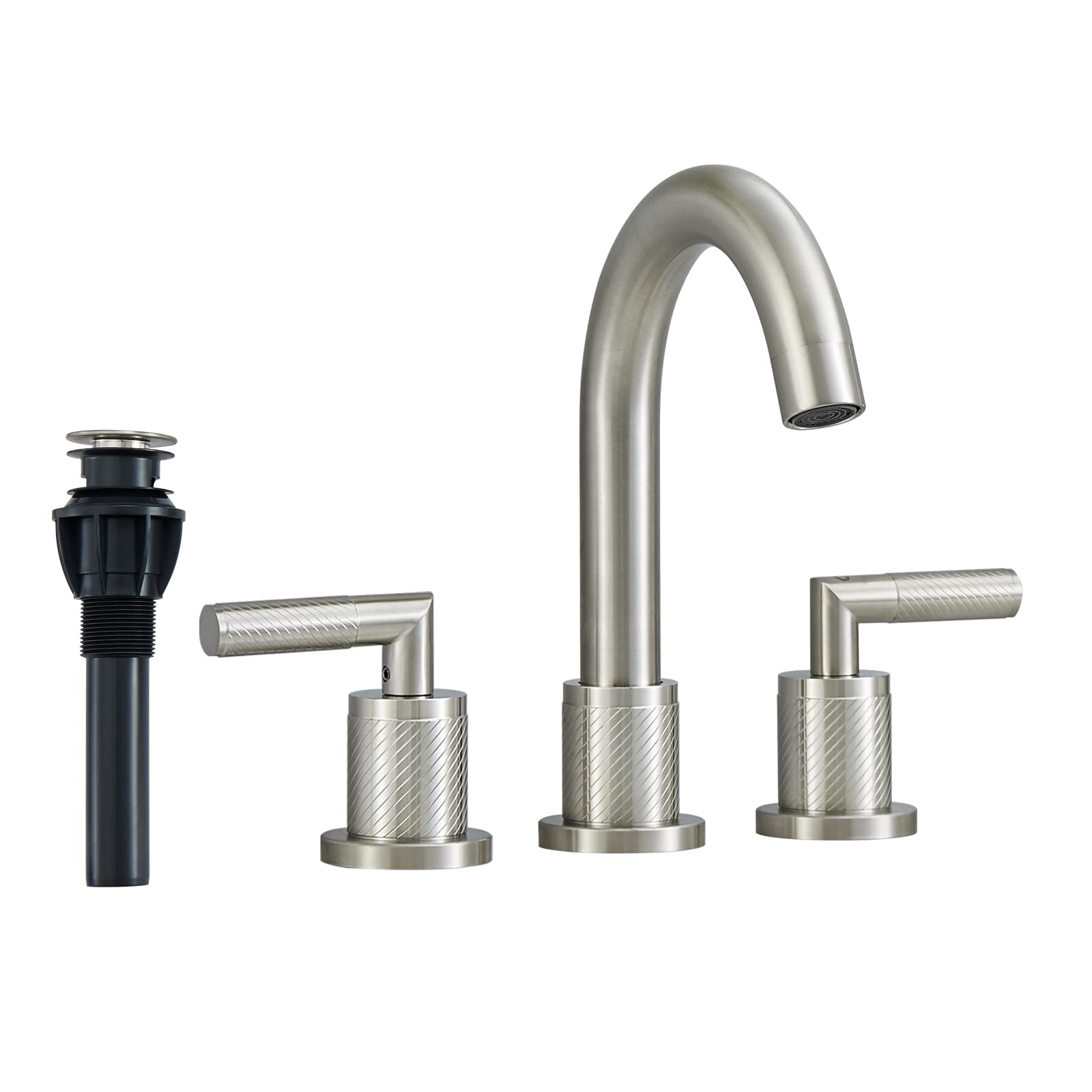 AAZJ Bathroom Sink Faucet Nickel Widespread 2-Handle Bathroom Sink ...