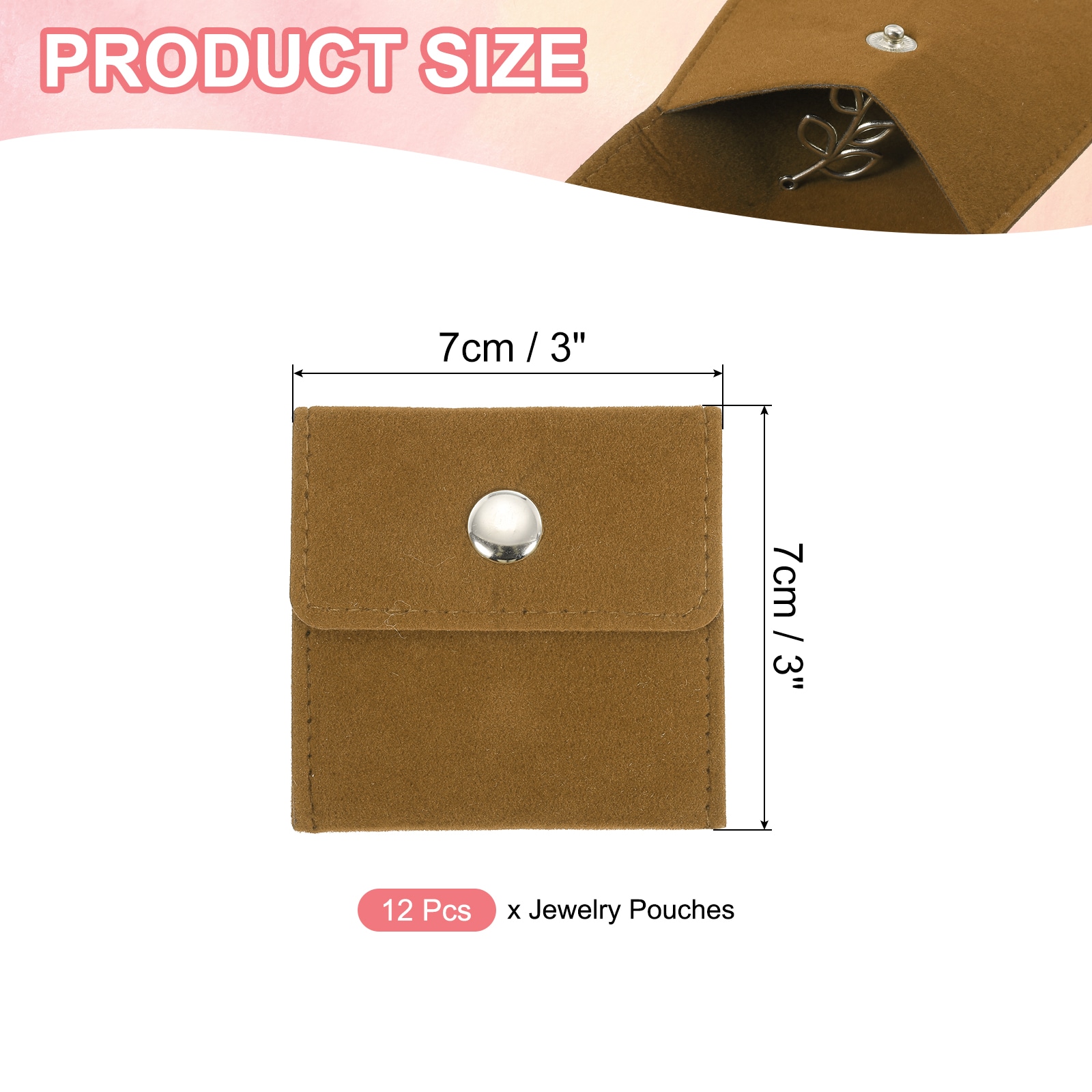 PATIKIL 3x3 Inch Velvet Jewelry Pouch 12pcs Velvet Pouches Snap Button ...