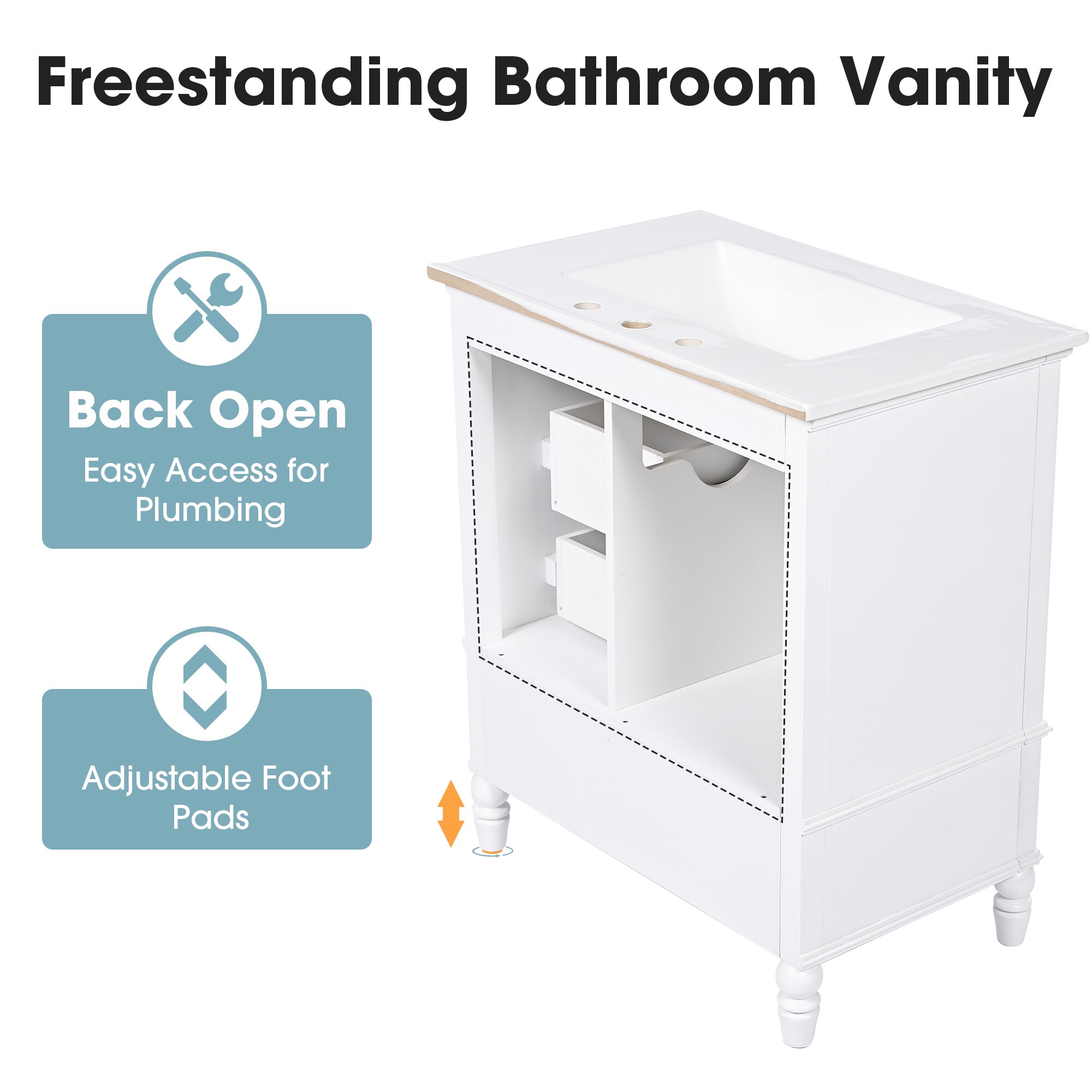 ModernLuxe 30inch Bathroom Vanity with Sink Bathroom Cabinet with A ...