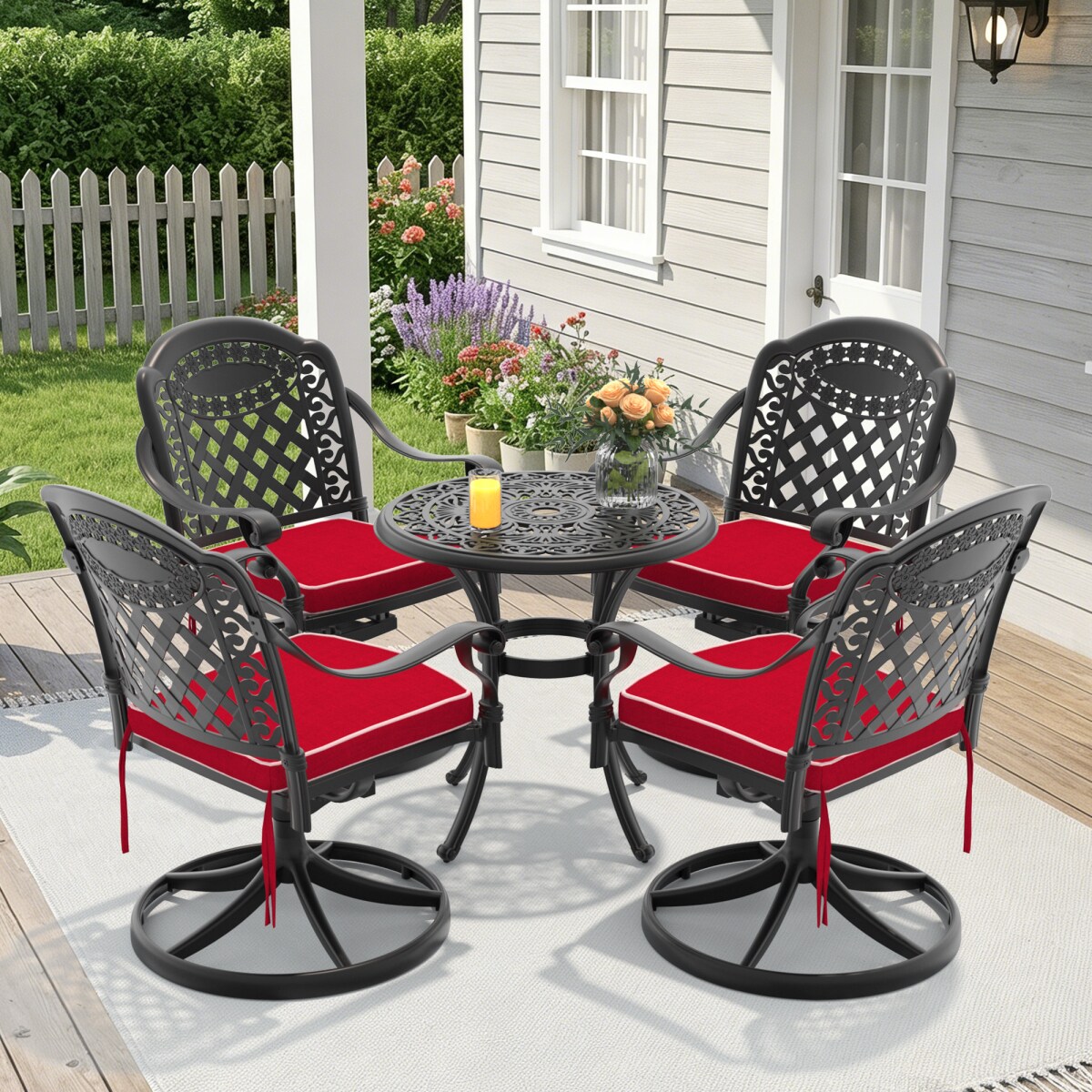 Streamdale Furniture Streamdale 5-Piece All-Weather Cast Aluminum ...