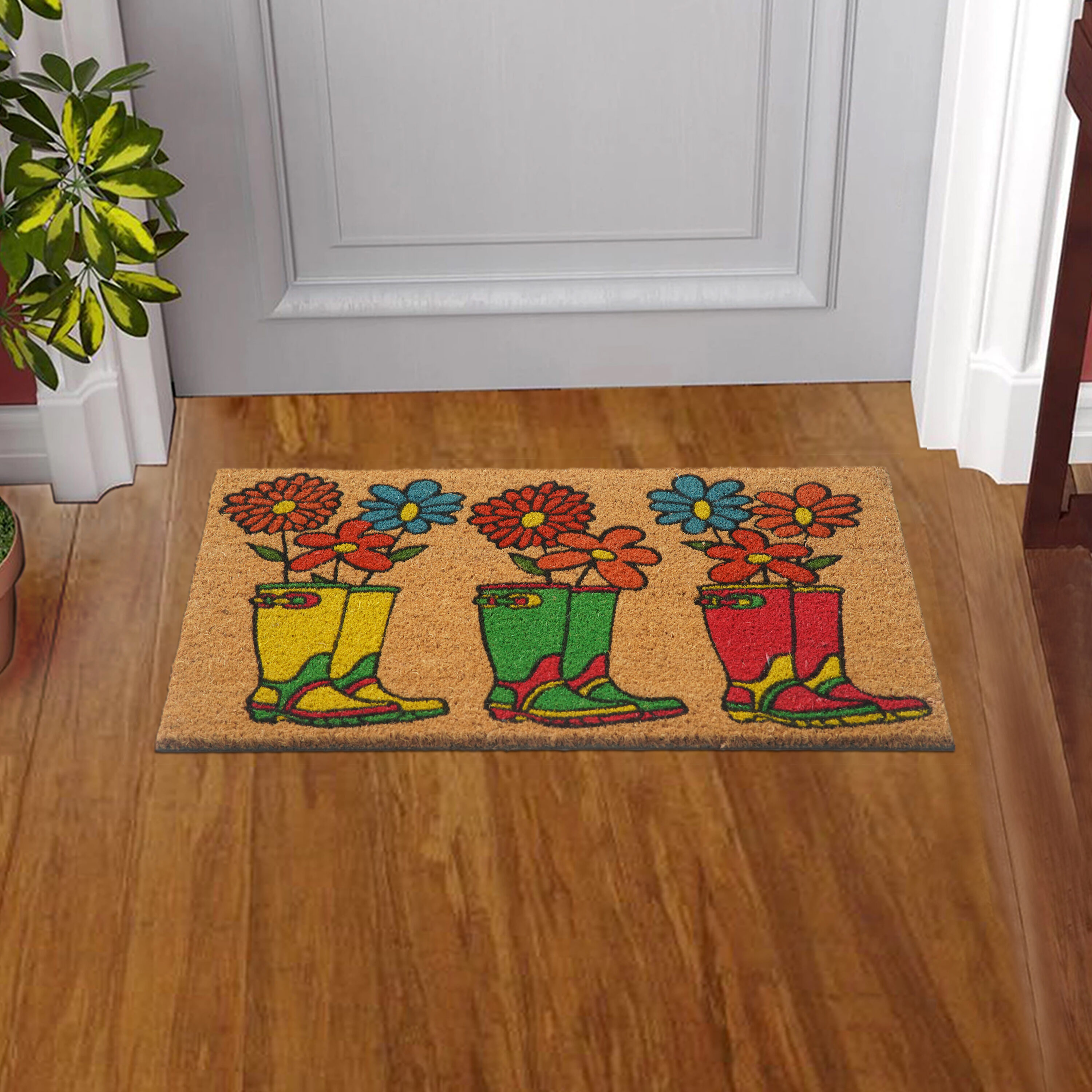Style Selections 18-in x 30-in Natural Coir Non-Slip Grip Indoor or ...