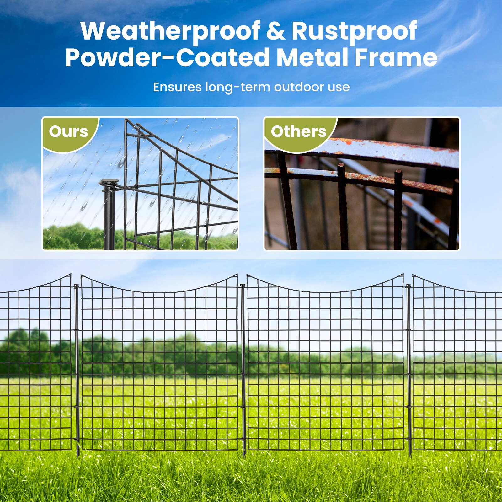SUGIFT Weatherproof Powder-Coated Metal 5-Panel 5-Stake Flexible Shape ...