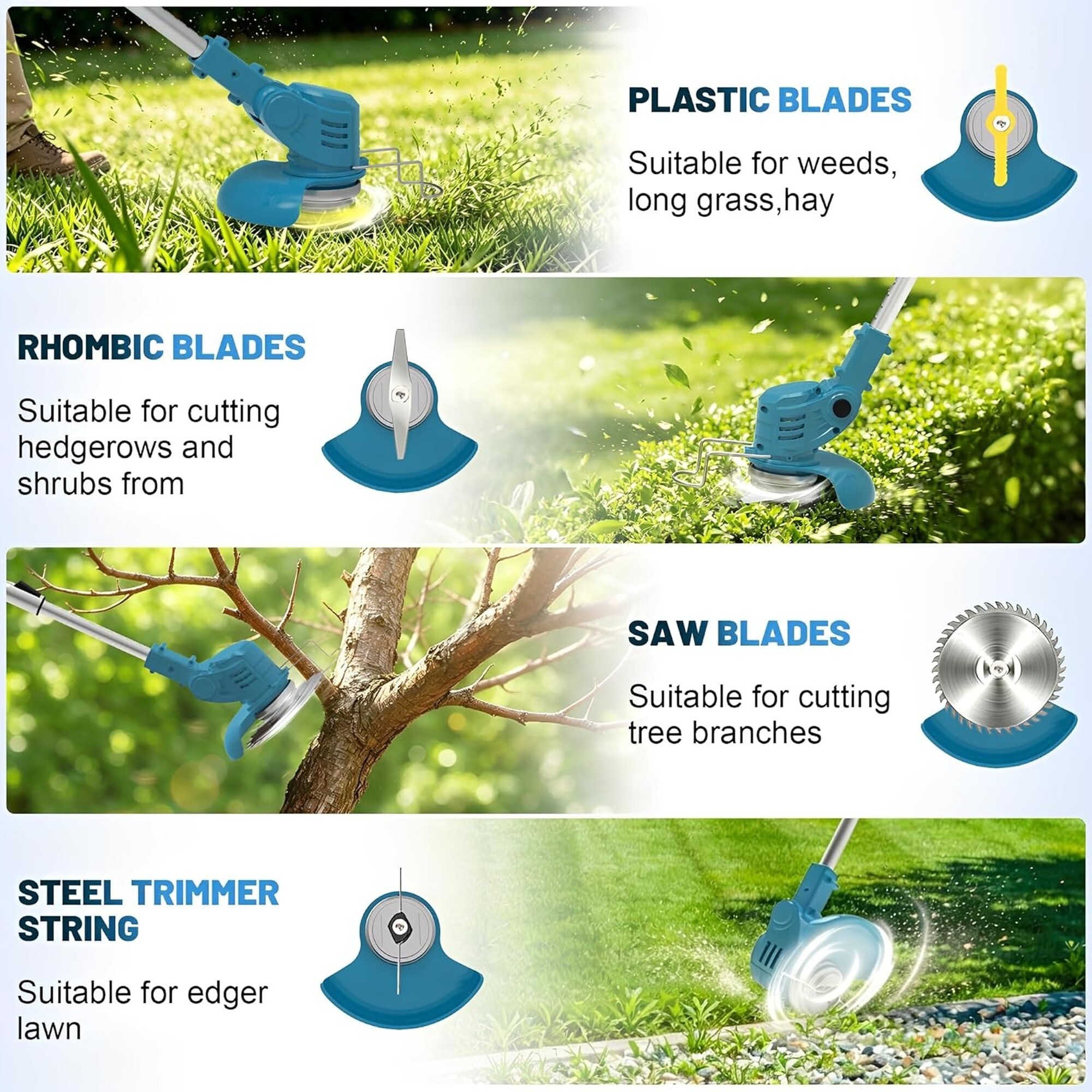Angel Sar Cordless Weed Wacker 21V 3 in 1 Stringless Grass Trimmer Lawn ...