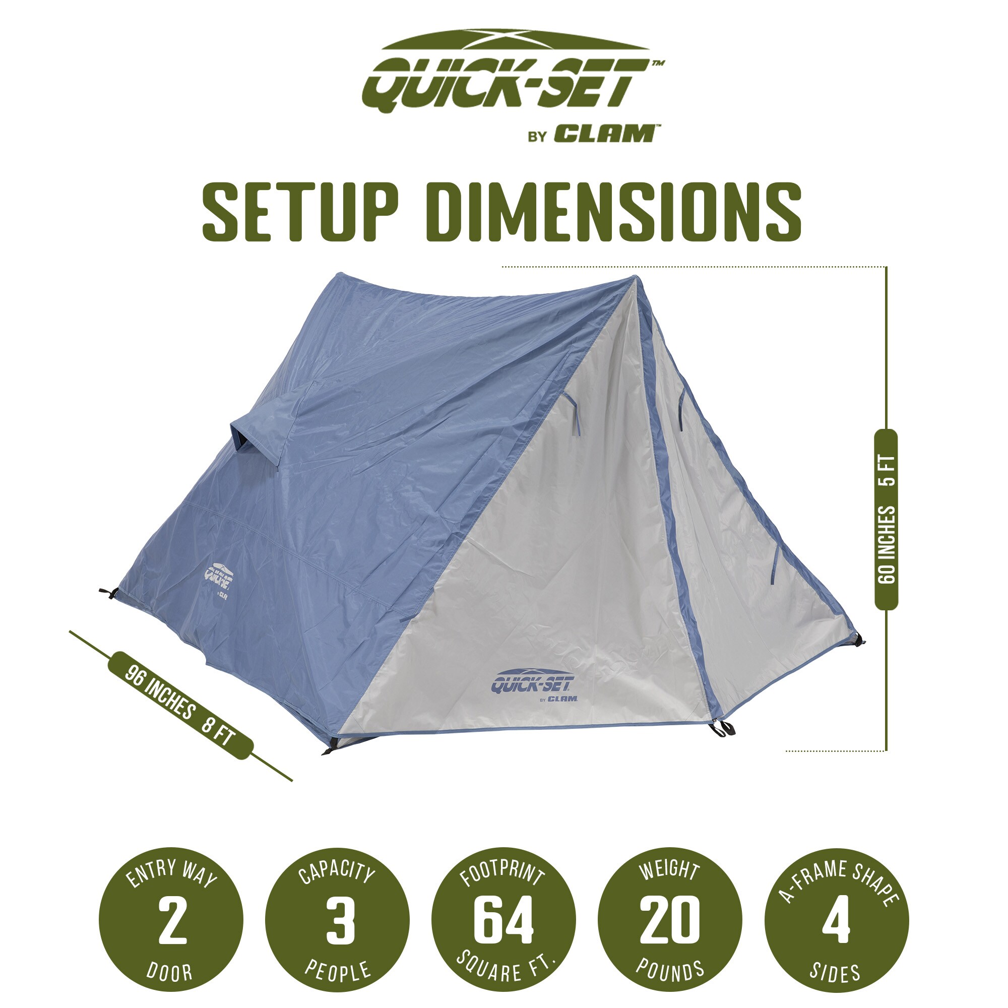 Clam Outdoors CLAM Quick-Set Apex 8 x 8 Ft Portable Outdoor A-Frame ...