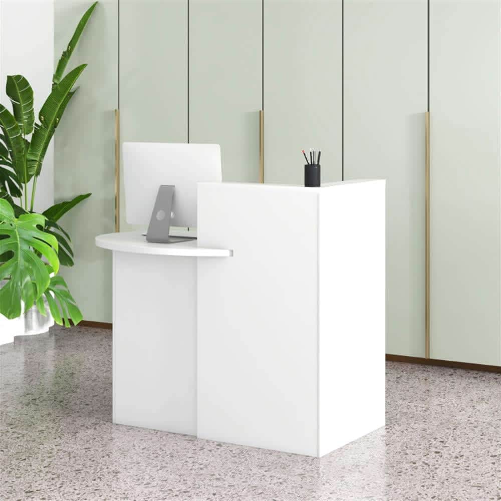 VERYKE Front Reception Office Desk with Open Shelf & Lockable Drawer ...