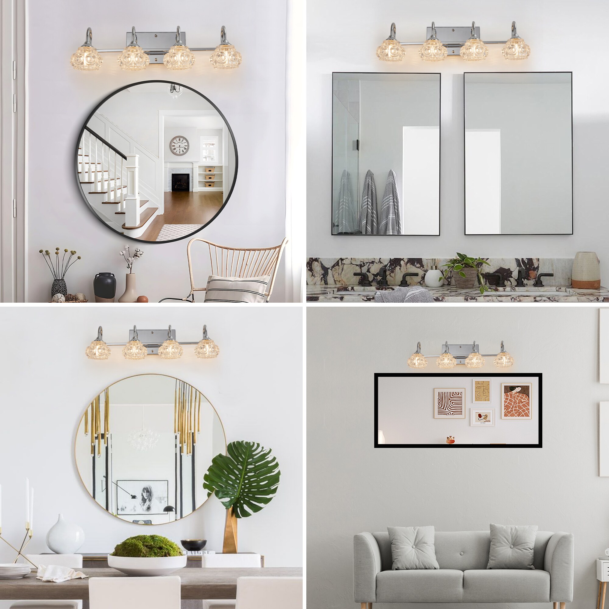 CALVON Vanity Light 22.8-in 4 Light Brushed Nickel Industrial Bathroom ...