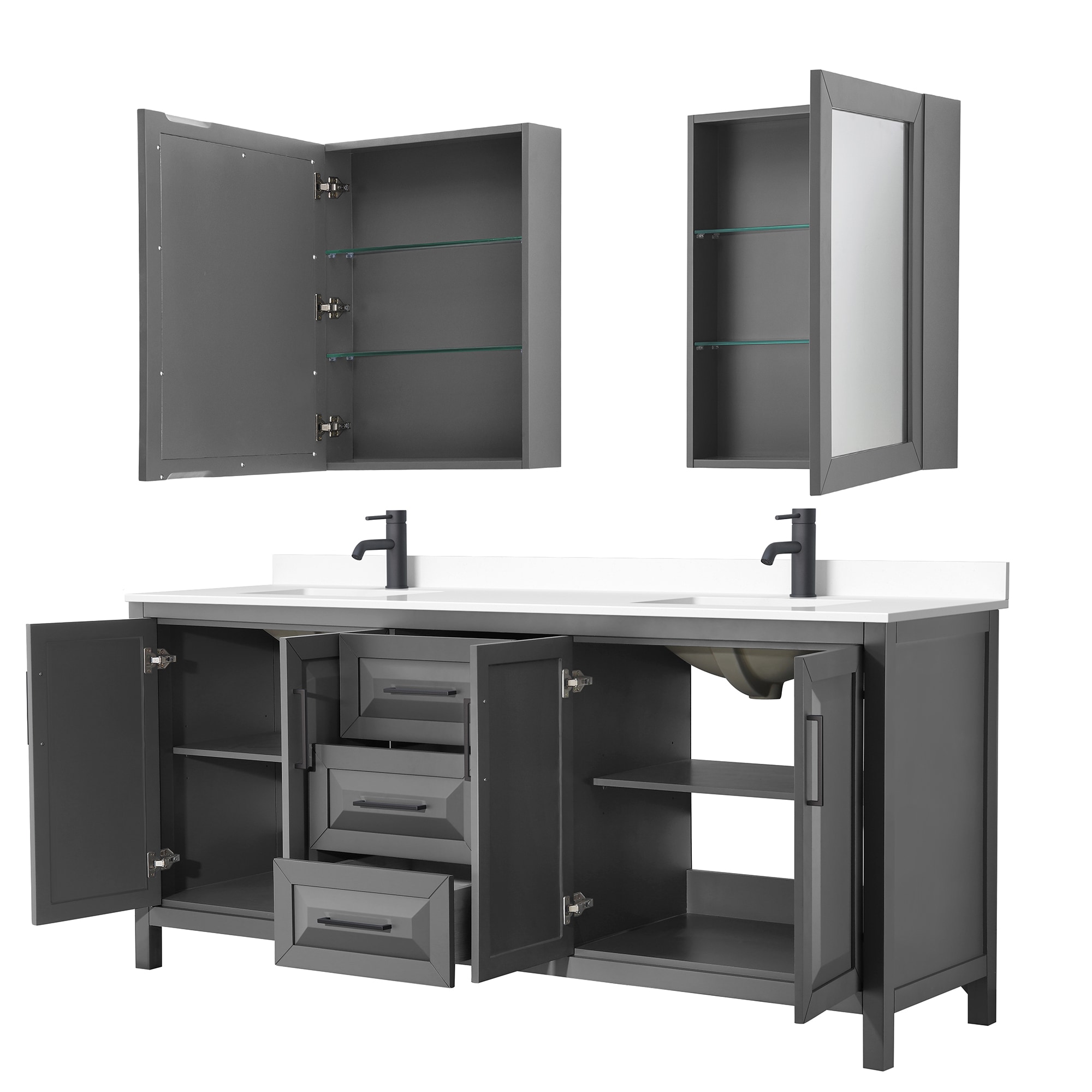 Wyndham Collection Daria 80-in Dark Gray with Matte Black Trim ...
