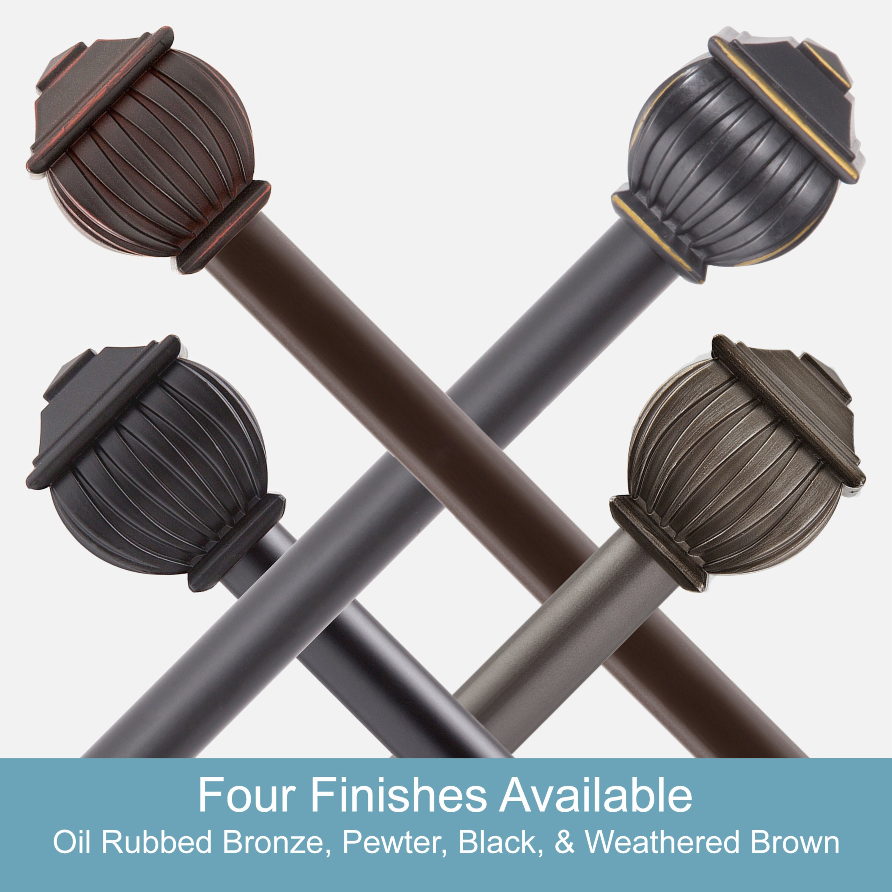 Kenney Berkley 28-in to 48-in Pewter Steel Single Curtain Rod with ...