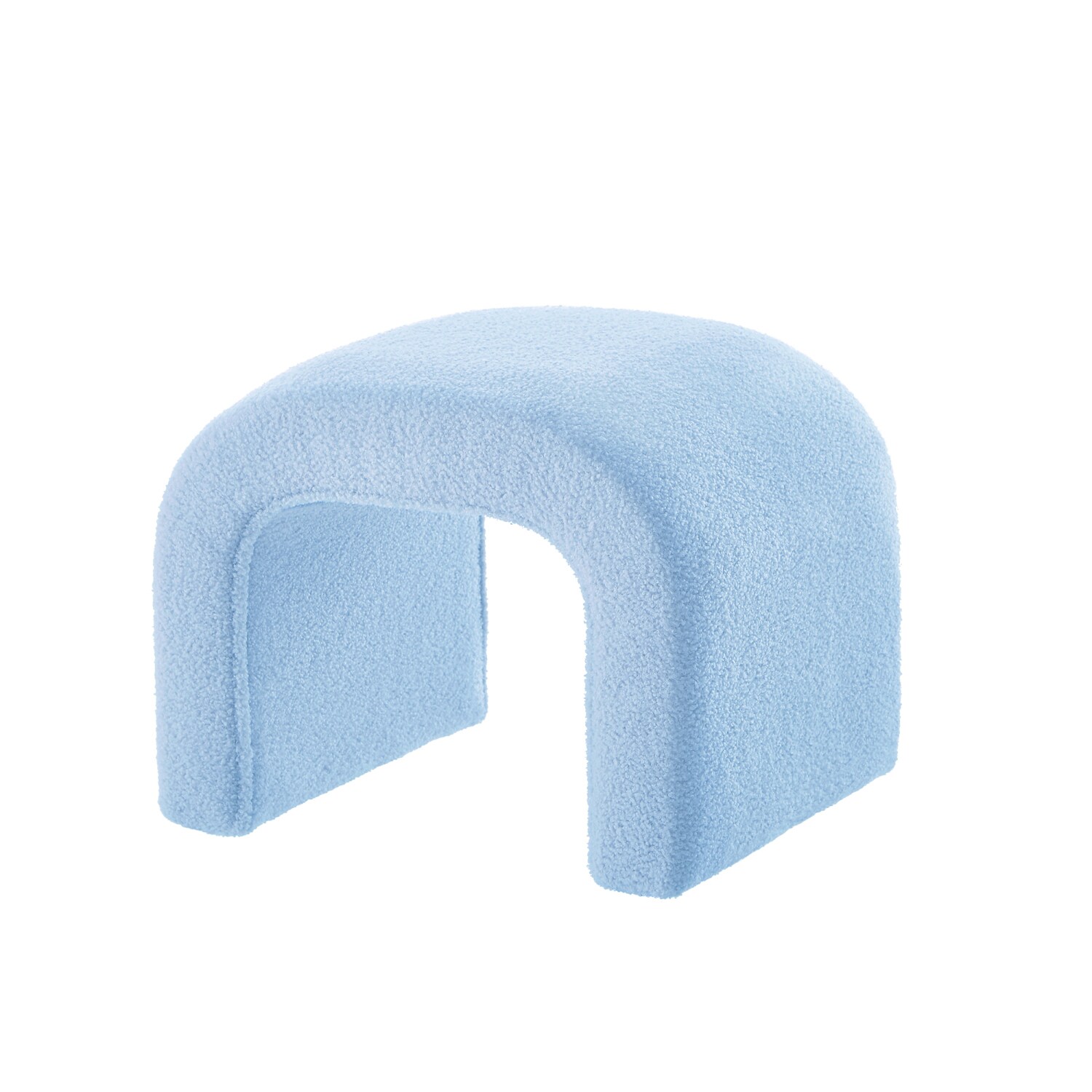 Streamdale Furniture U-Shaped Teddy Ottoman Bench Set of 3- Light Blue ...