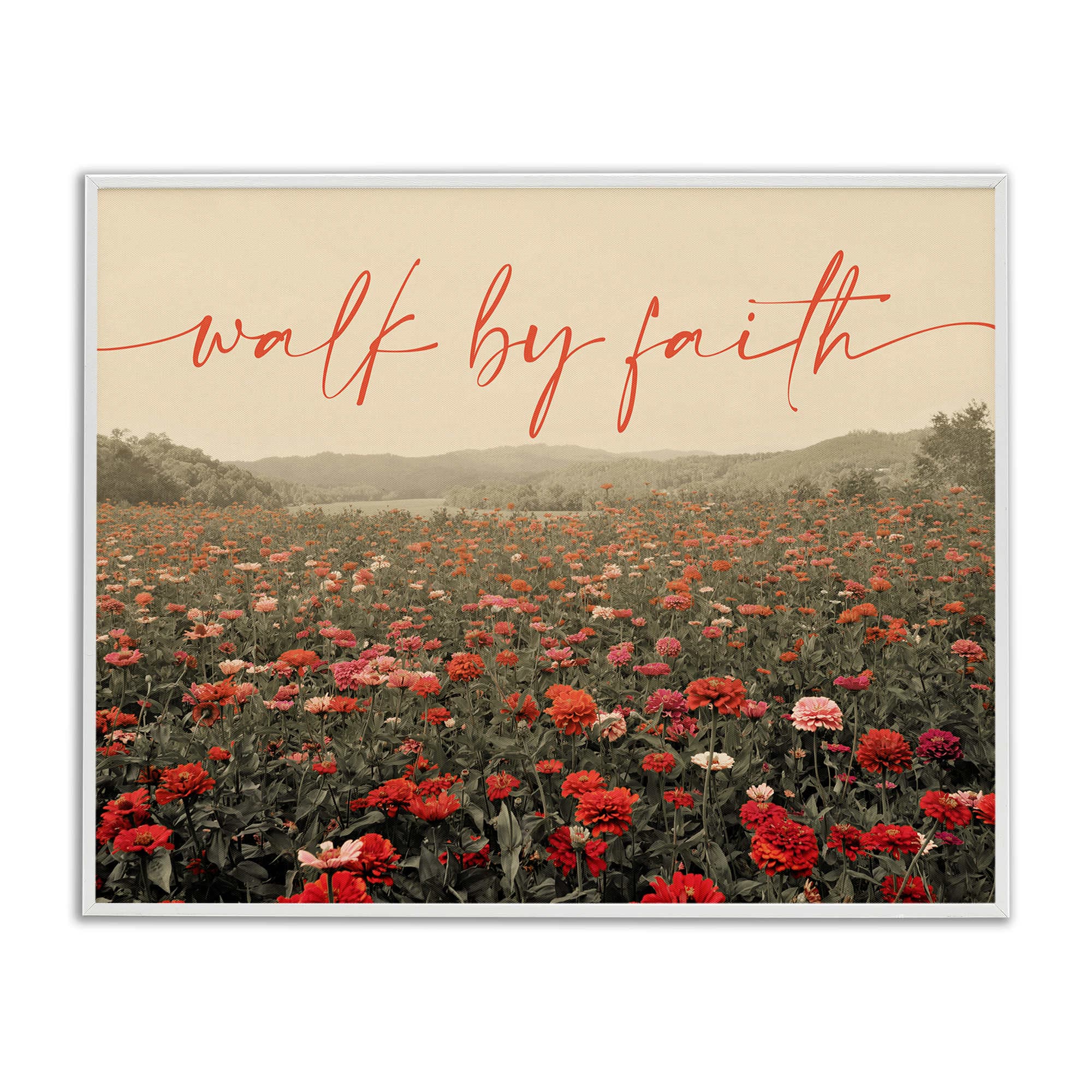 Stupell Industries Walk By Faith Garden White Framed Giclee Art By GAIL ...