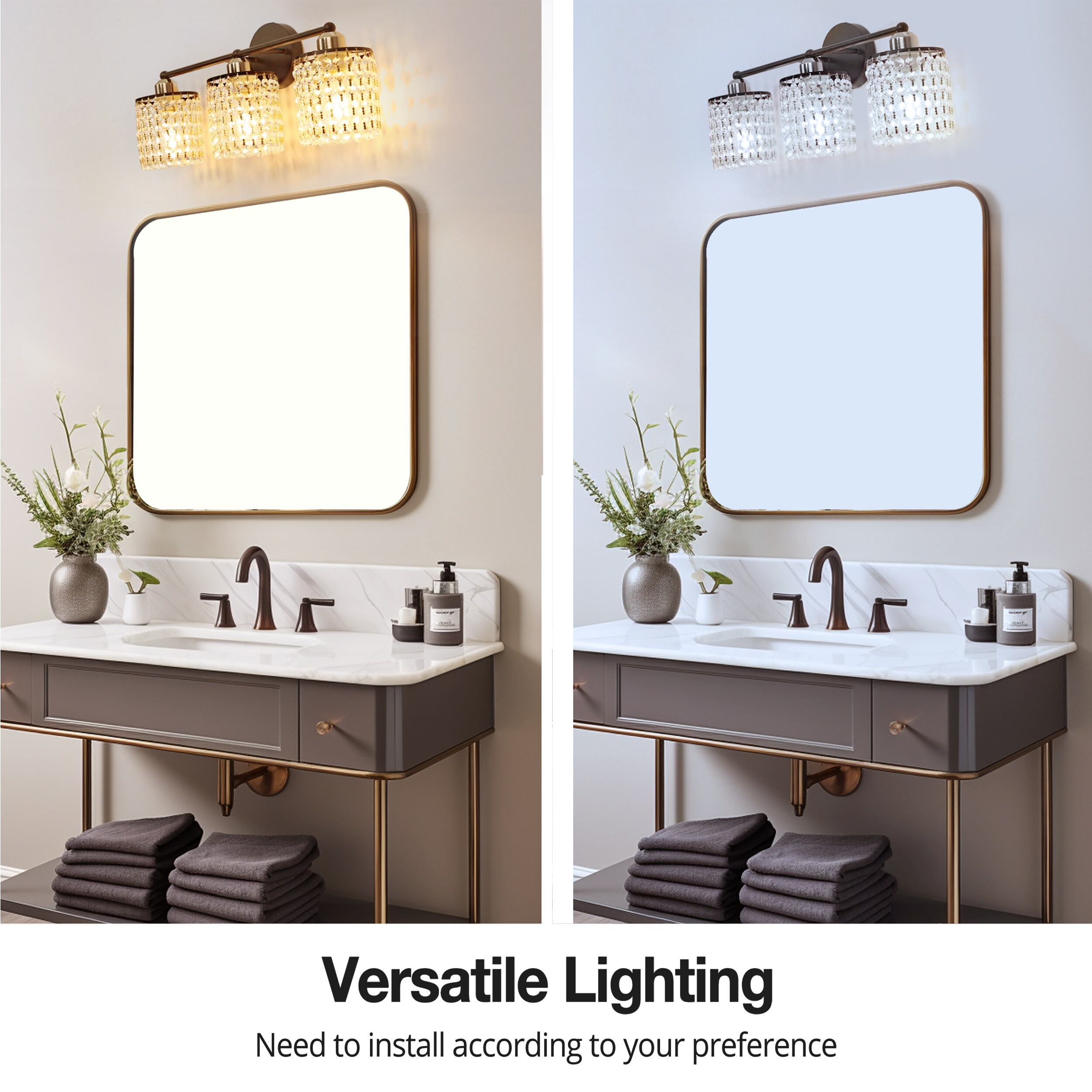 AAZJ Vanity Light 6-in 3-Light Multiple Finishes Black Led, Traditional ...