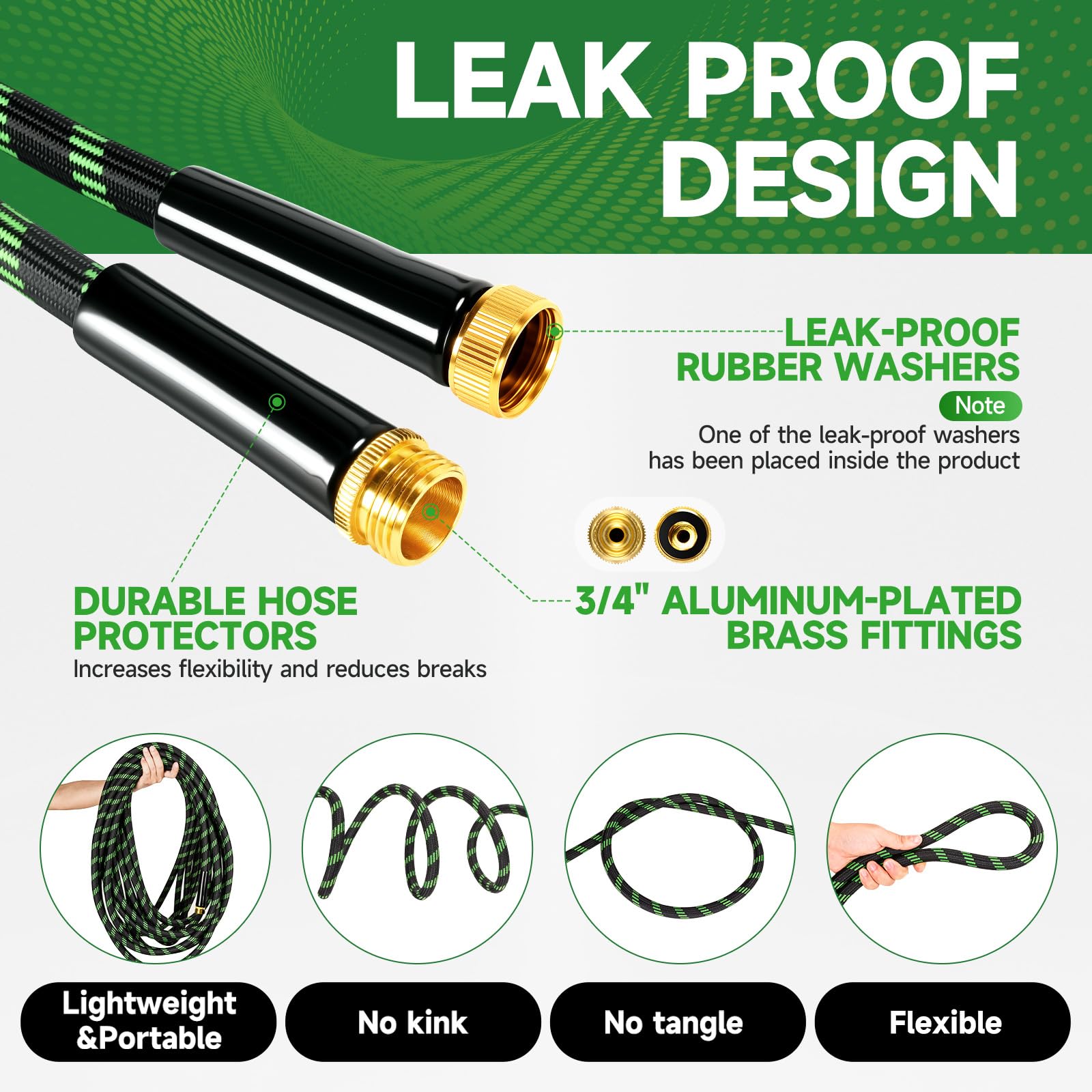 Anqtovp 1 Piece 75 ft Flexible Non Expandable Garden Hose Ultra ...