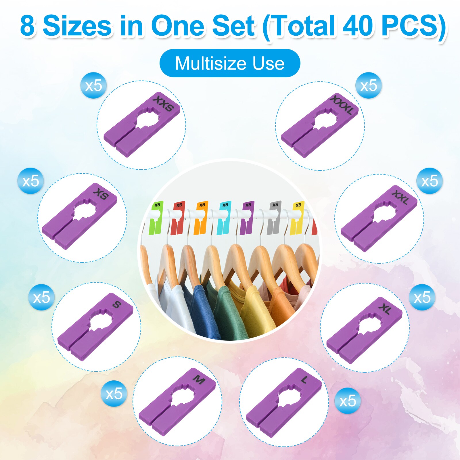 PATIKIL Clothes Dividers for Hanging Clothes 40pcs 8 Sizes Rectangle ...