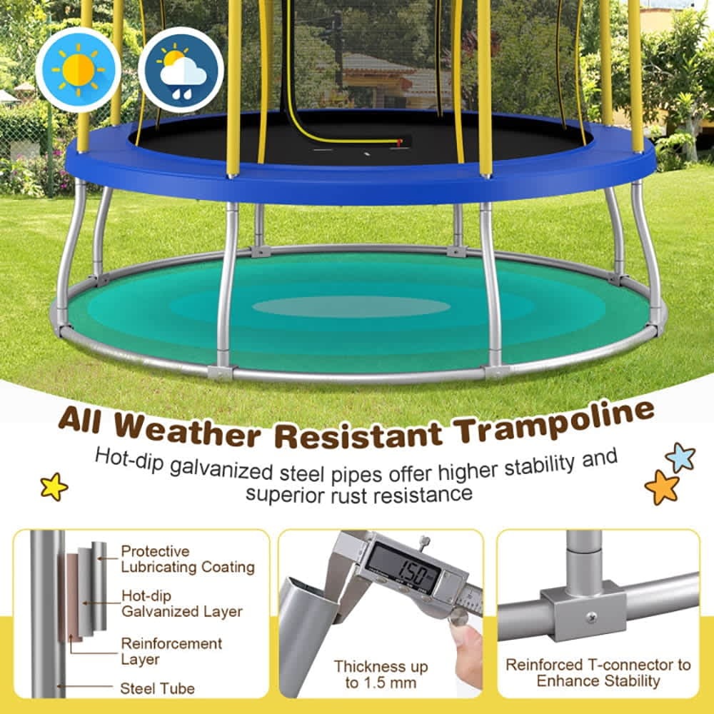 VERYKE 8 Feet Outdoor Unique Flower Shape Trampoline with Enclosure Net ...
