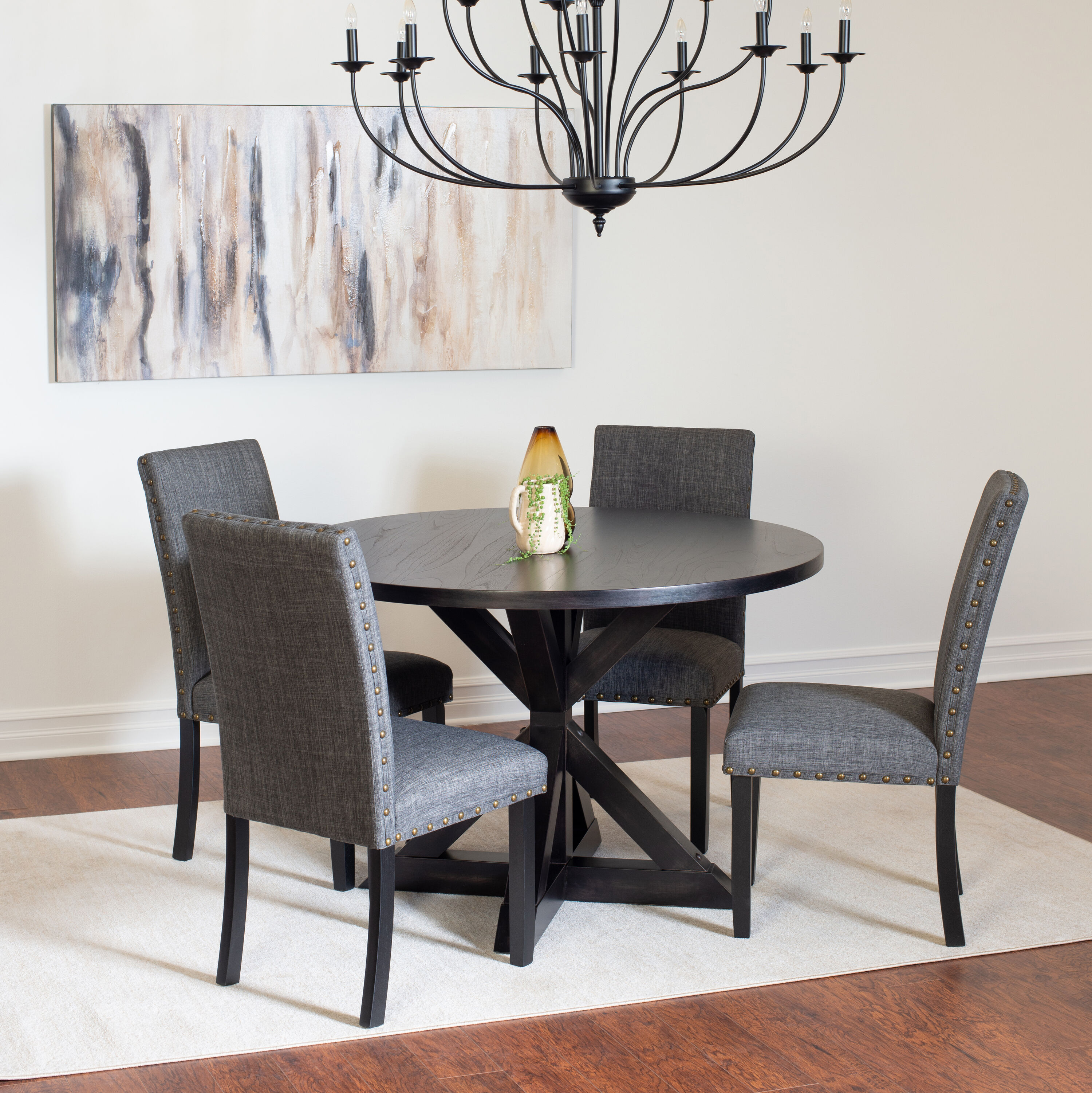 Tinyhomie 5-piece Dining Set Cross-Buck Dining Table with 4 Stylish ...