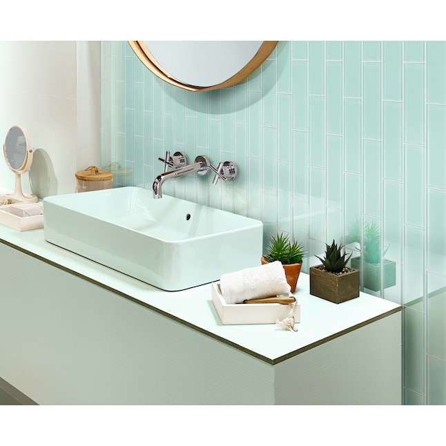 Apollo Tile Colorway Cadet Blue 3 In X 12 In Glossy Glass Brick Subway