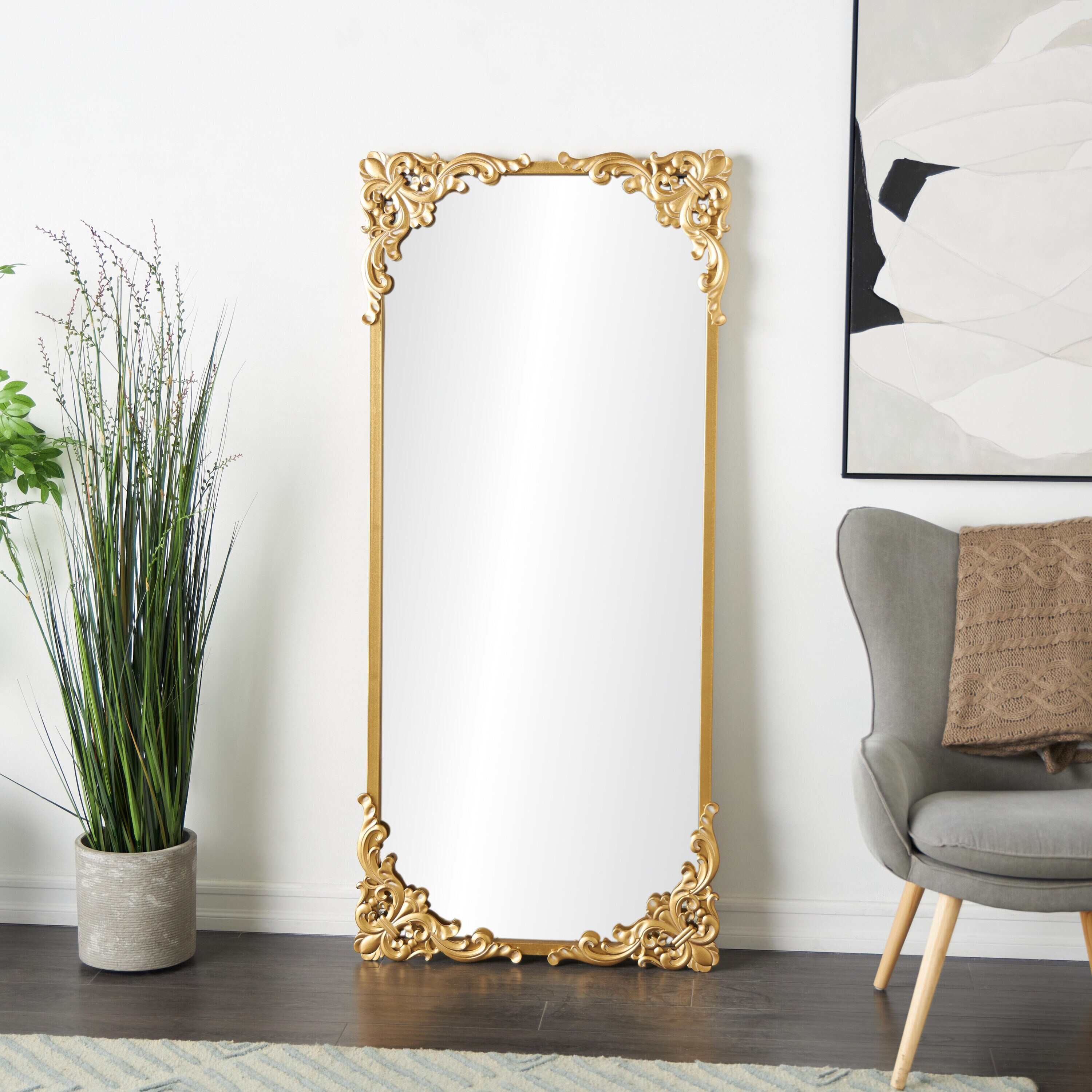 Grayson Lane 30-in W x 66-in H Gold Tall Ornate Baroque Polished Full ...