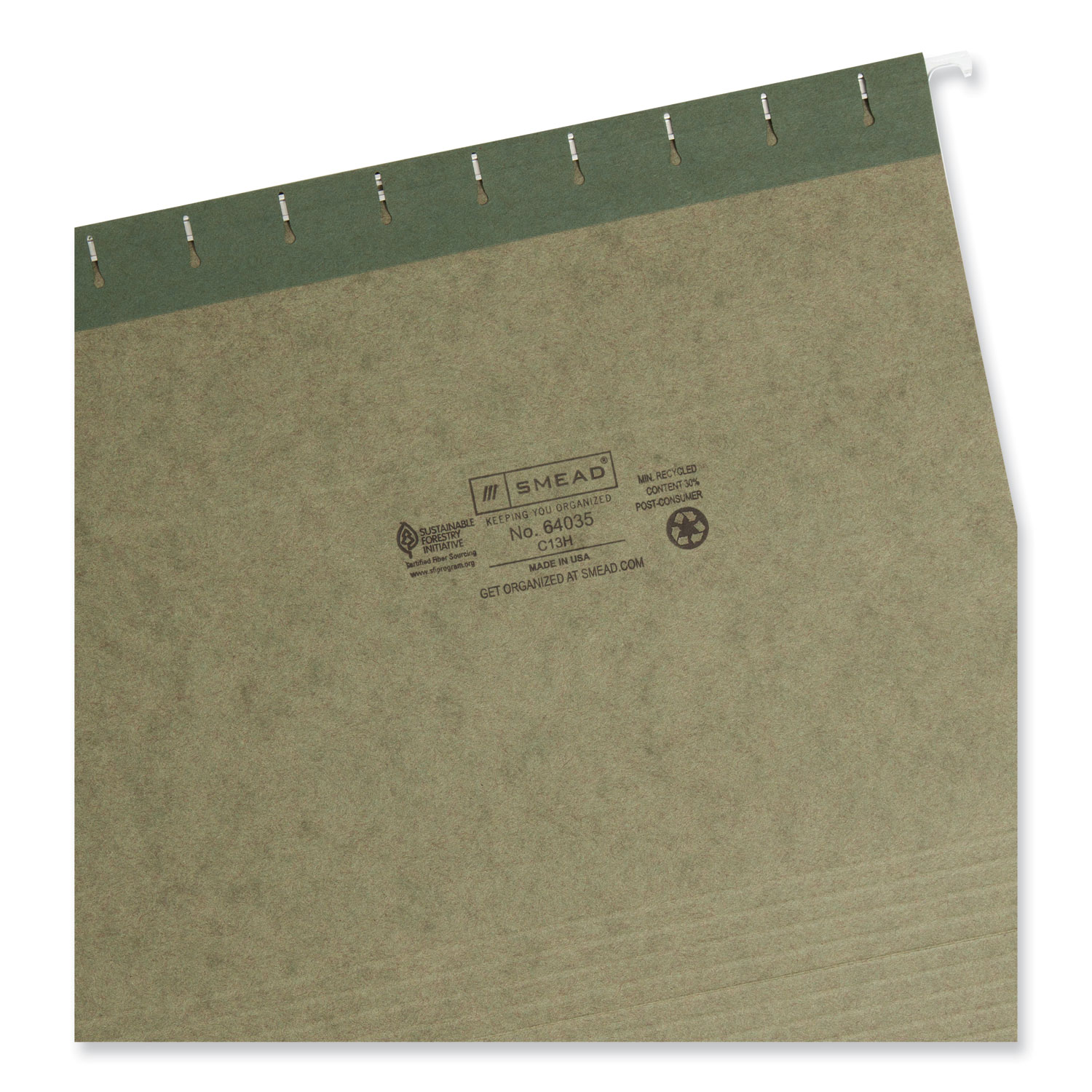 Smead Hanging Folders Letter Size 1 3 Cut Tabs Standard Green 25 Box in ...
