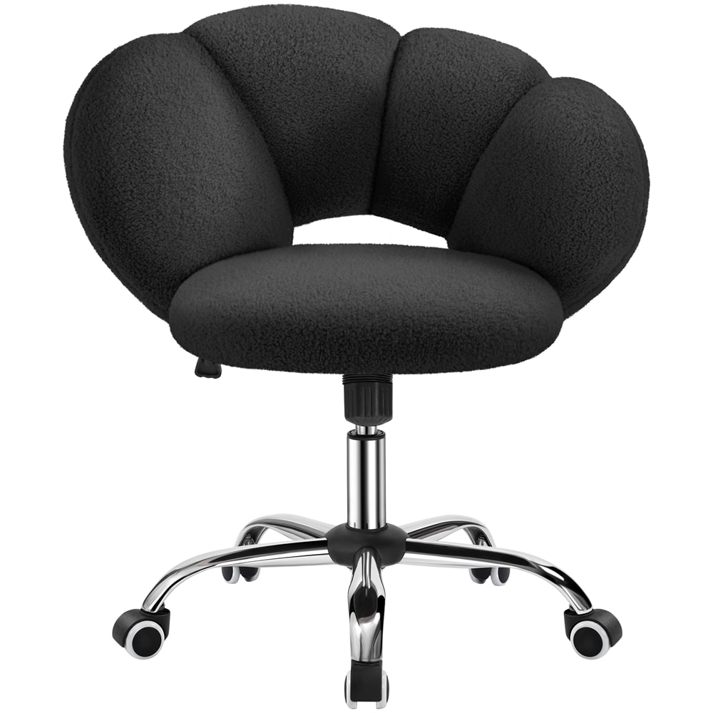 Yaheetech 28-in W Black Boucle Upholstered Desk Chair with Cloud-shaped ...