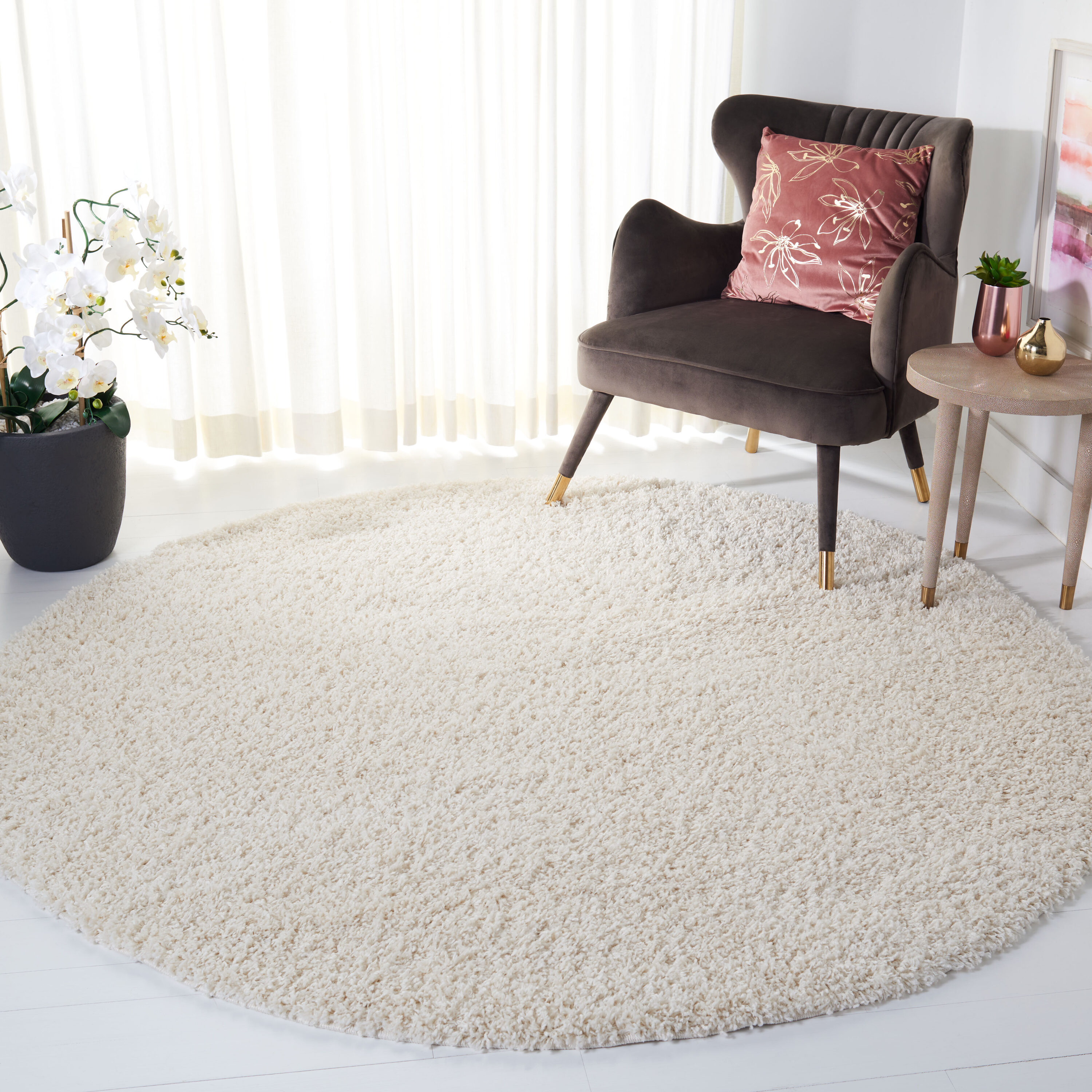 Safavieh Venus Shag 520A Ivory 5ft-3in x 5ft-3in in the Rugs department ...