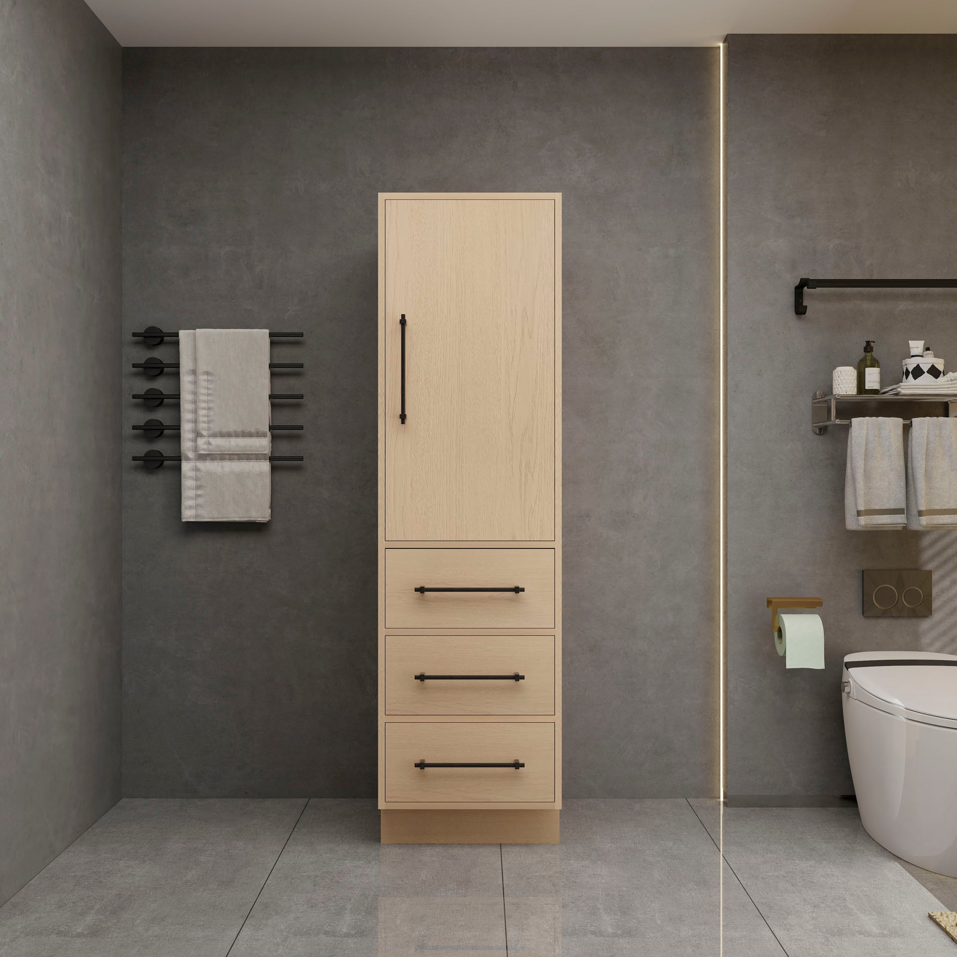 BV Better Vanity Victoria 19.7-in x 71-in x 19.5-in Yellow Oak Soft ...