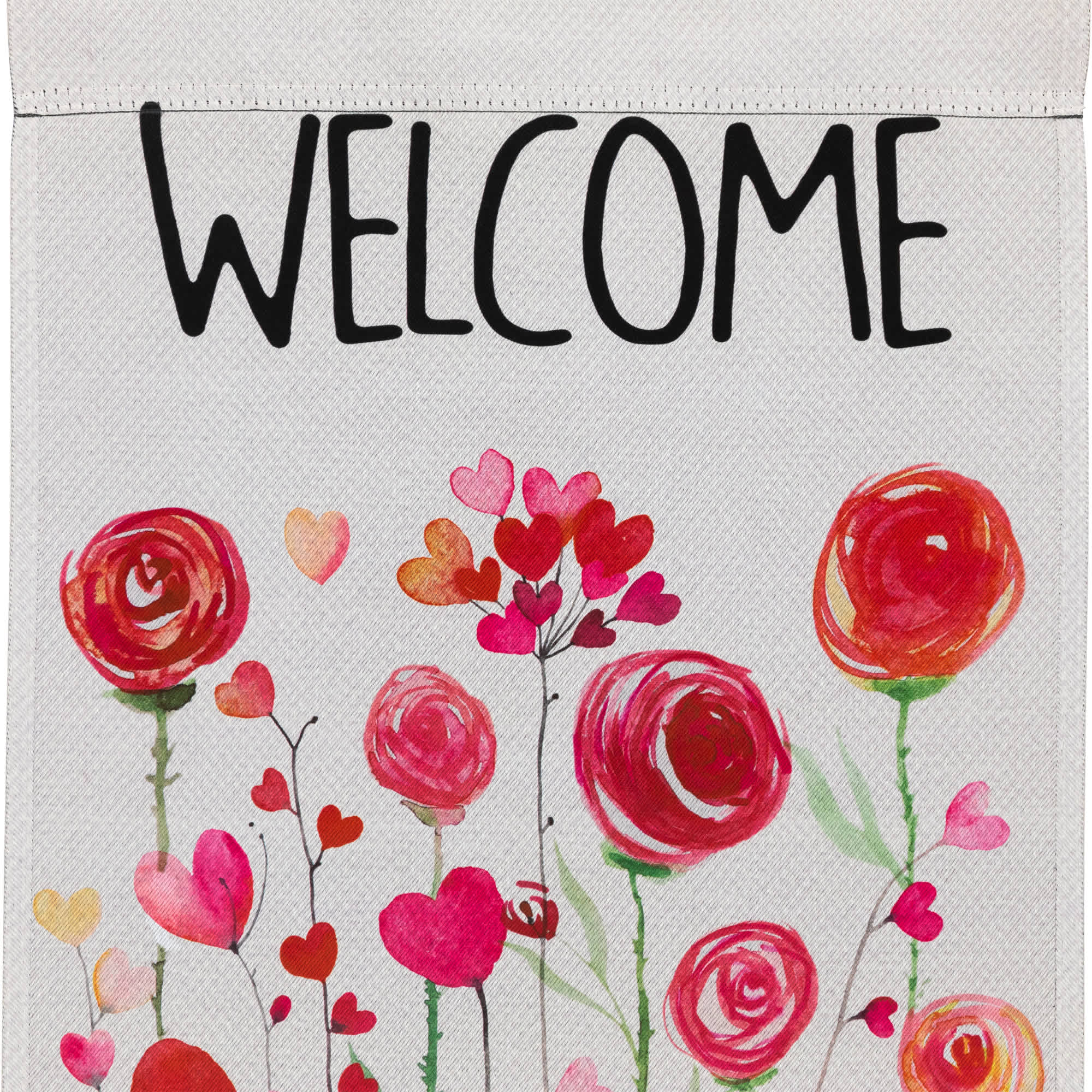 Northlight Roses and Hearts Floral Welcome Outdoor Garden Flag 18 inch ...