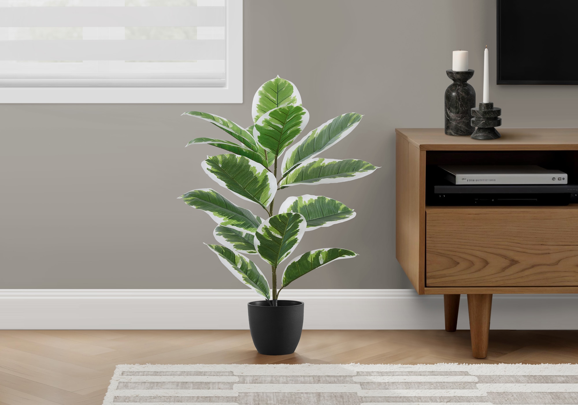 LUXEYARD Artificial Plant 27Inch Tall Rubber Indoor Faux Fake Table ...