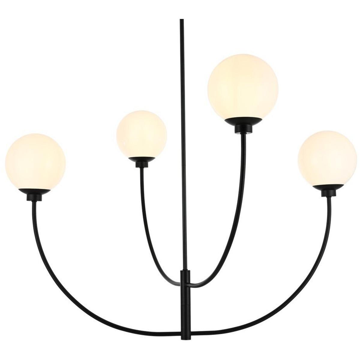 Elegant Lighting Living District LD814D42BK Nyomi 4 Light 42 inch Black ...