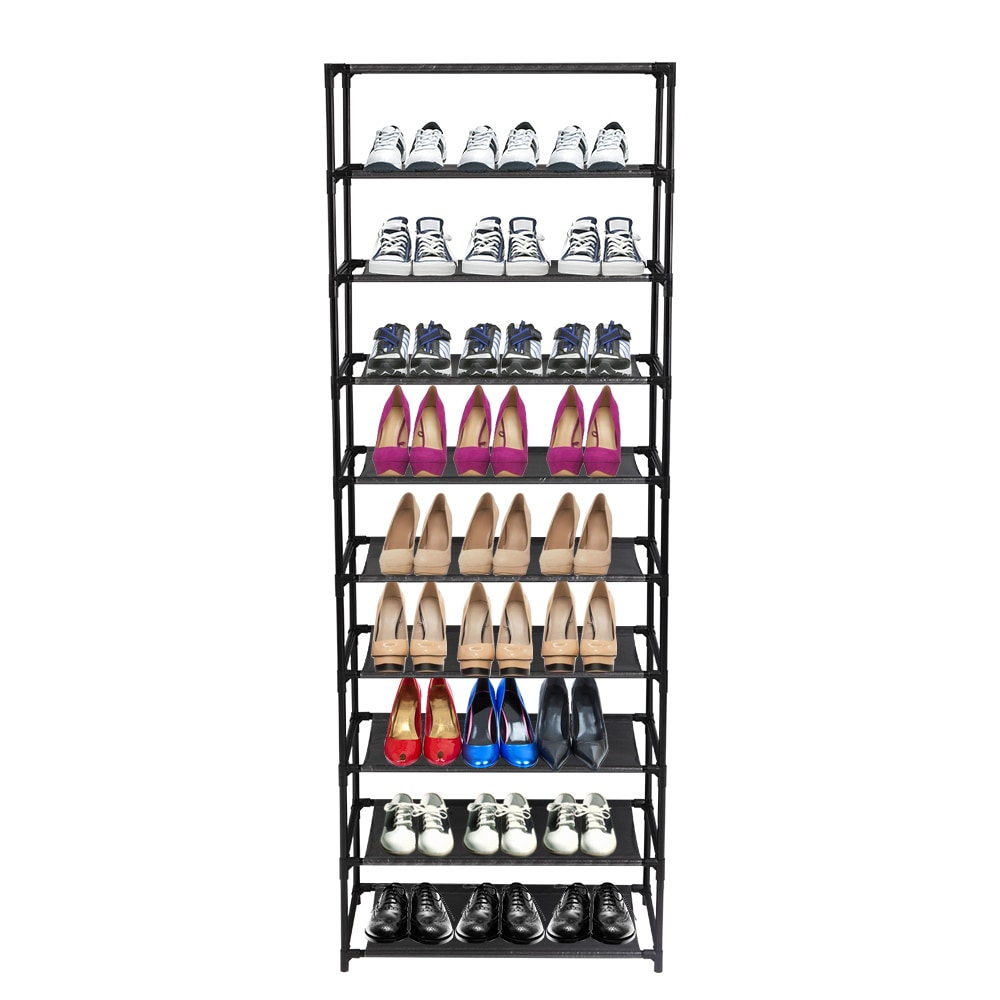 Winado 60-in H 10 Tier 30 Pair Black Metal Shoe Rack LO1G13002748 at ...