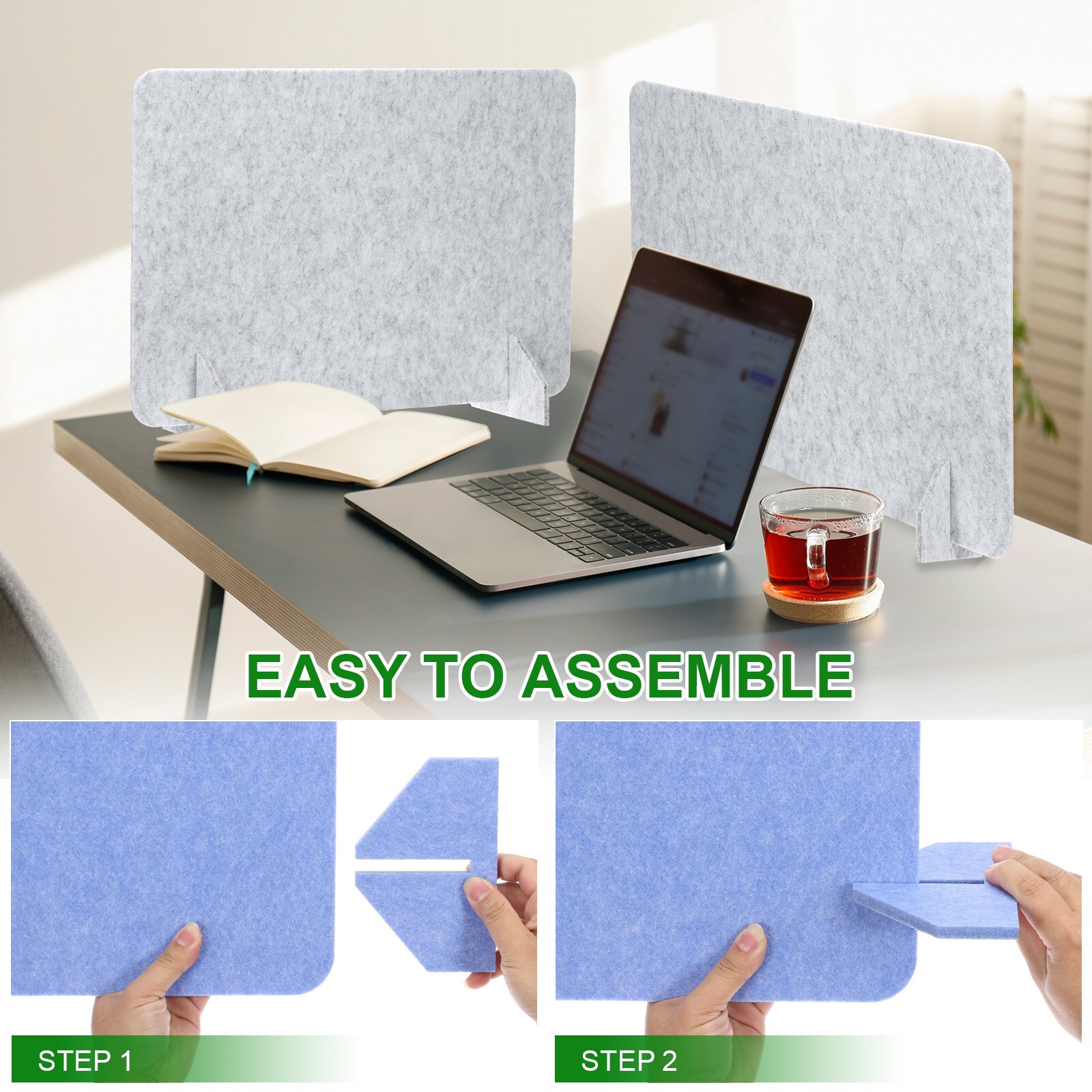 PATIKIL Desk Divider 2 Set 24 x 16inch Acoustic Freestanding Desk ...