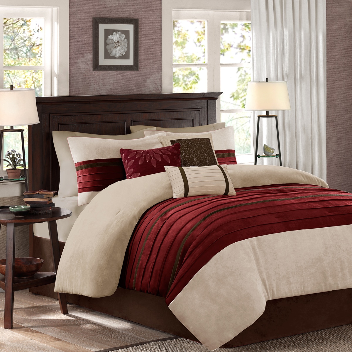 Tinyhomie 7 PC Pieced Faux Suede Comforter Set Red Queen in the Bedding ...