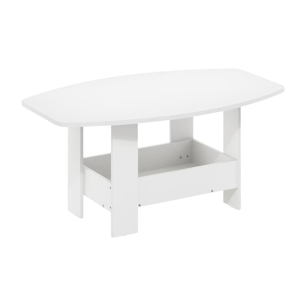 FurniFact White Coffee Table with Storage Compartment and Sleek Modern ...