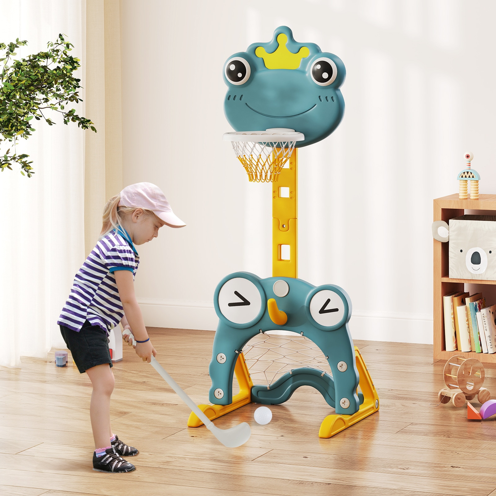 Slickblue 4-in-1 Toddler Activity Center – Basketball Ring Toss Soccer ...