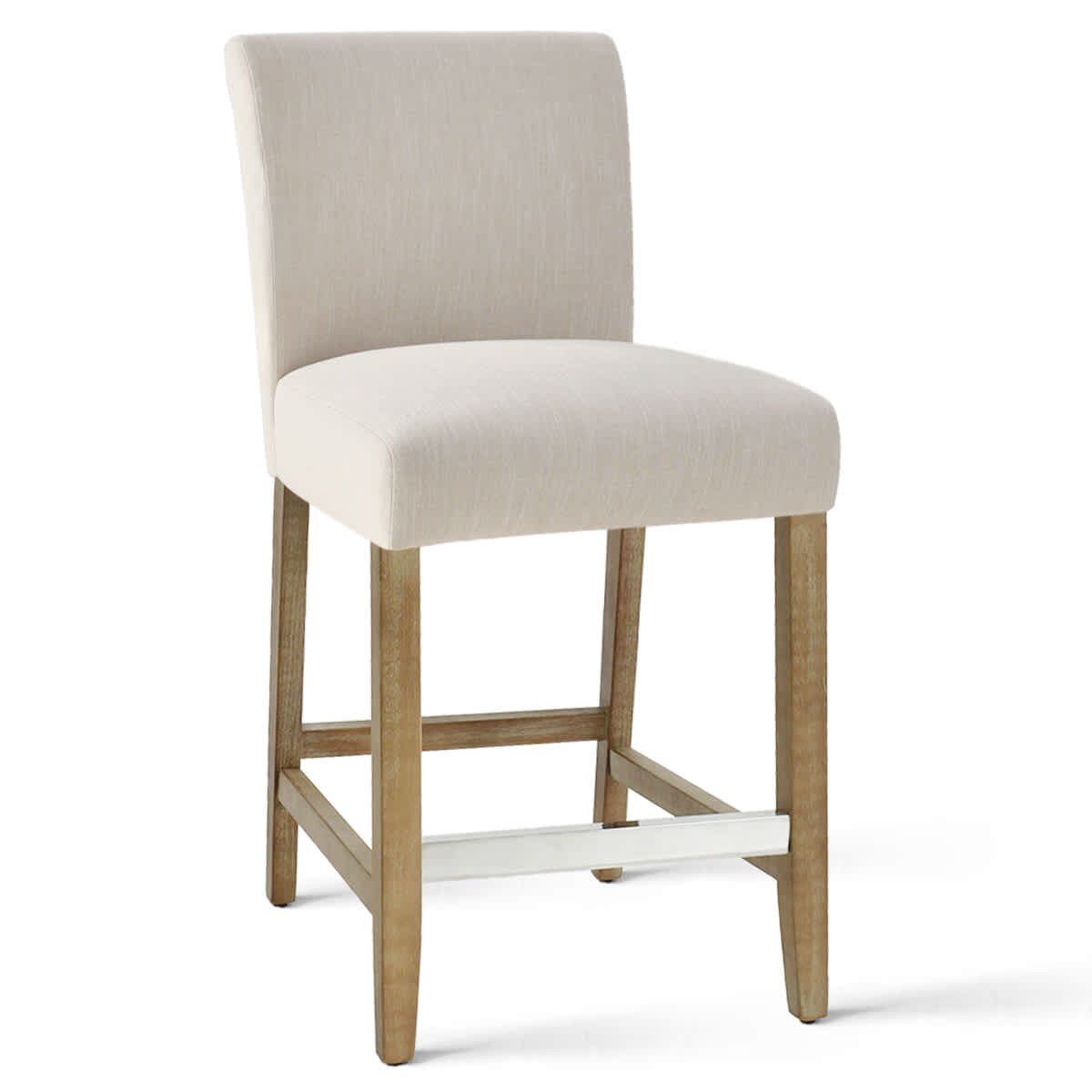 Maison Boucle Set of 2 Beige Upholstered Counter Height Bar Stools with ...