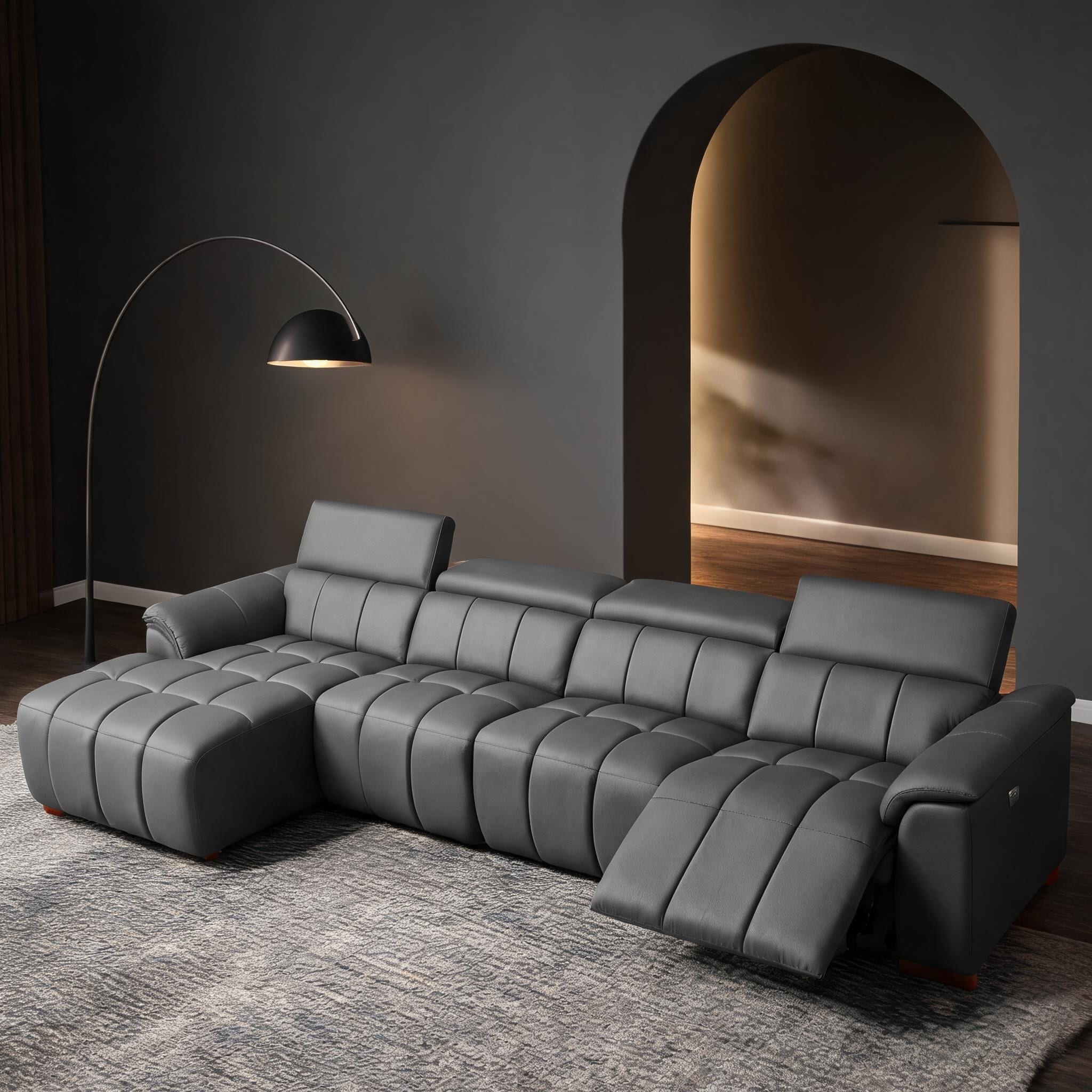 Naturefalls L-Shape 4-Seat Wall-Hugger Reclining Sofa in Slate Gray ...