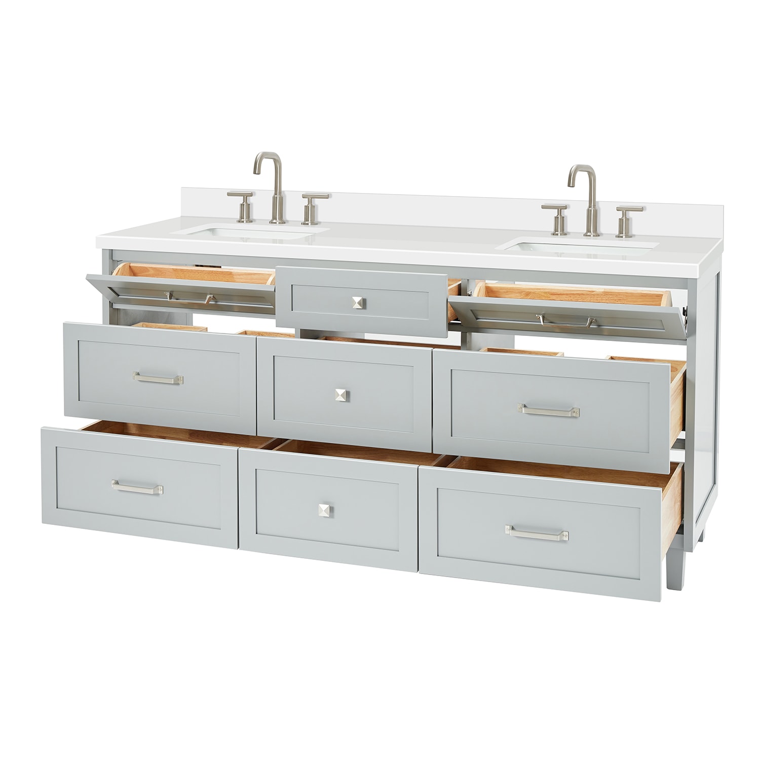 ARIEL Monroe 72-in Gray Undermount Double Sink Bathroom Vanity with ...