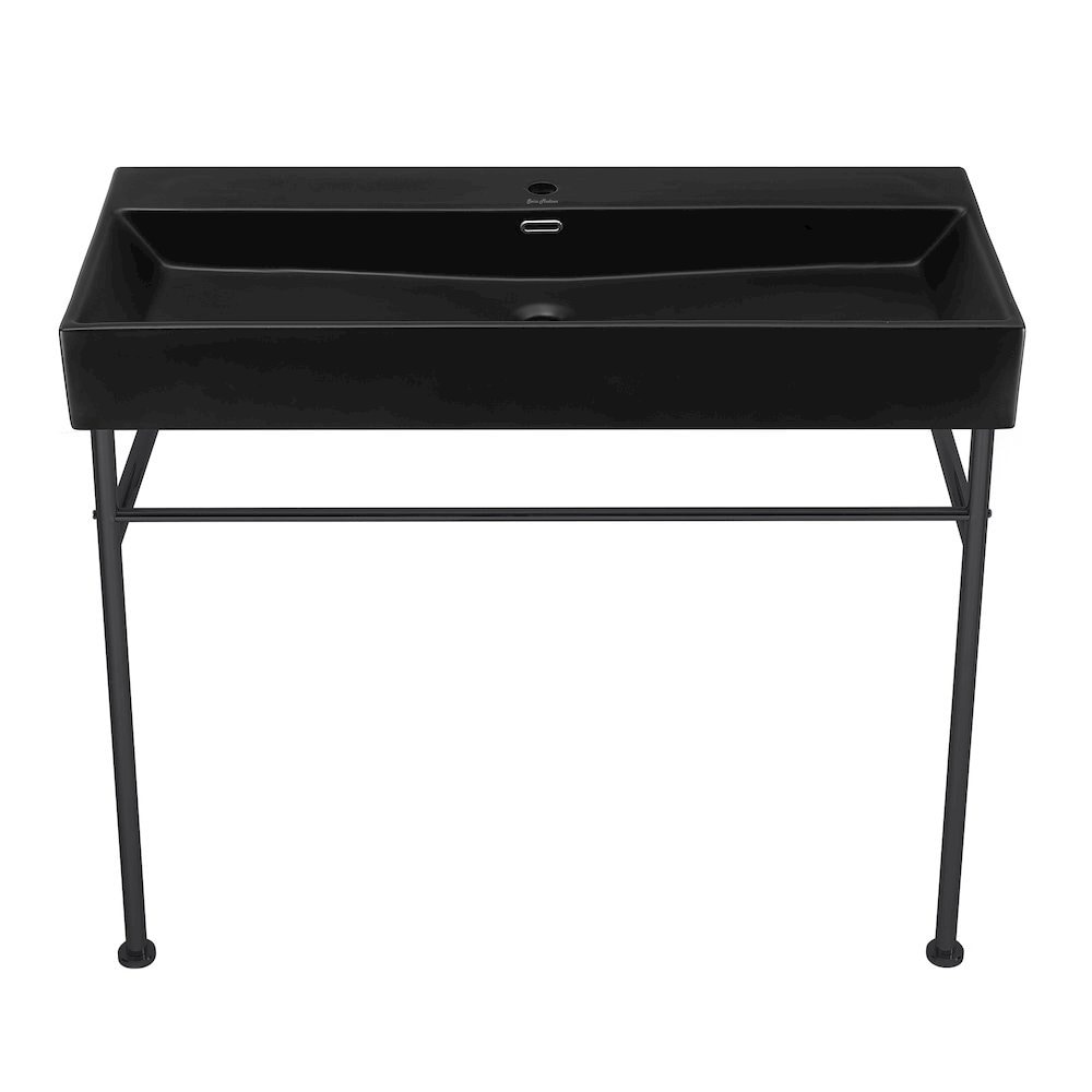 Swiss Madison Claire 40 Ceramic Console Sink Matte Black Basin Black ...